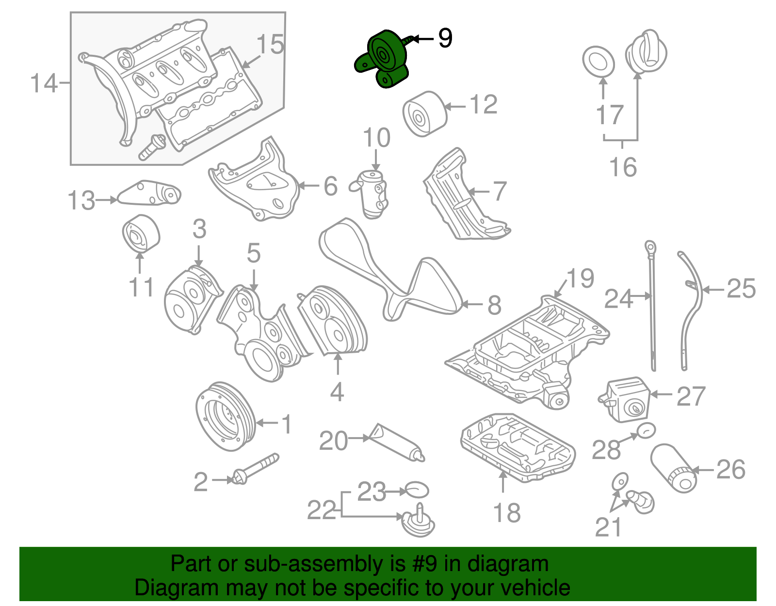2001-2006 Audi Tensioner Pulley 06B-109-243-E | Audi USA Parts