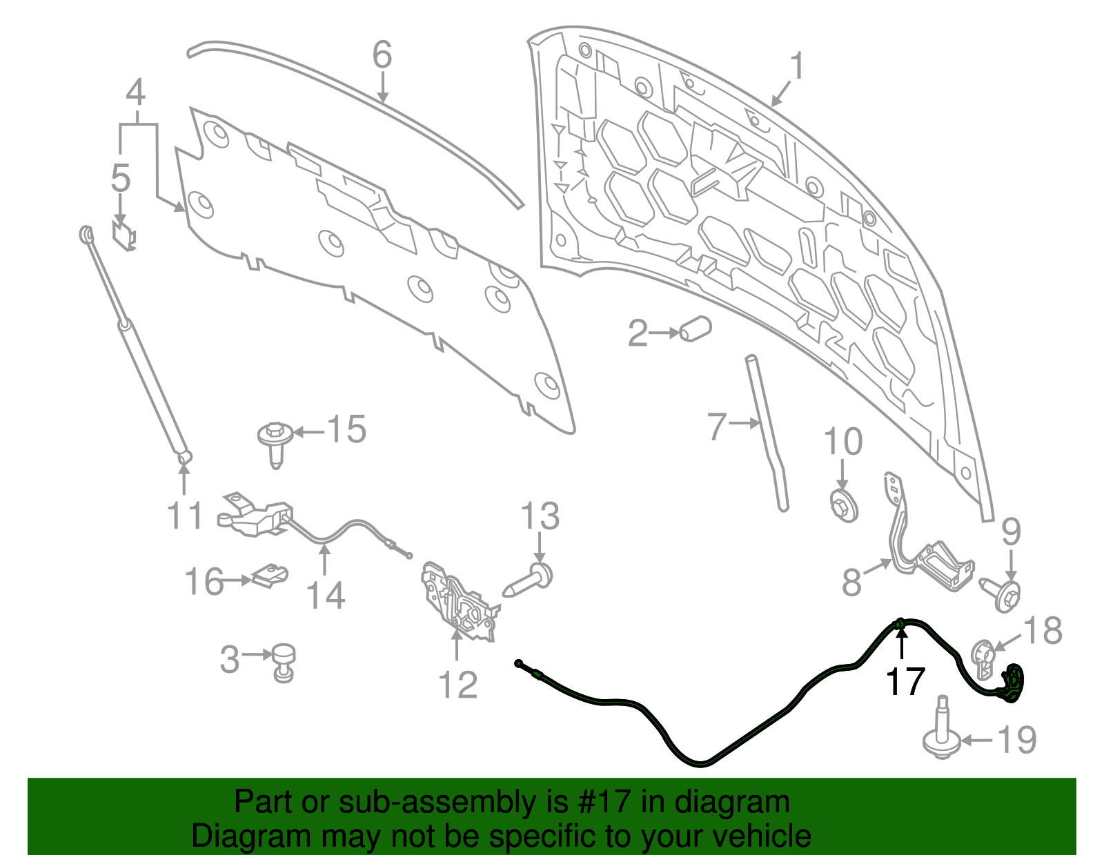 2013-2019 Ford | Release Cable | CJ5Z-16916-B | Walls' Ford Parts