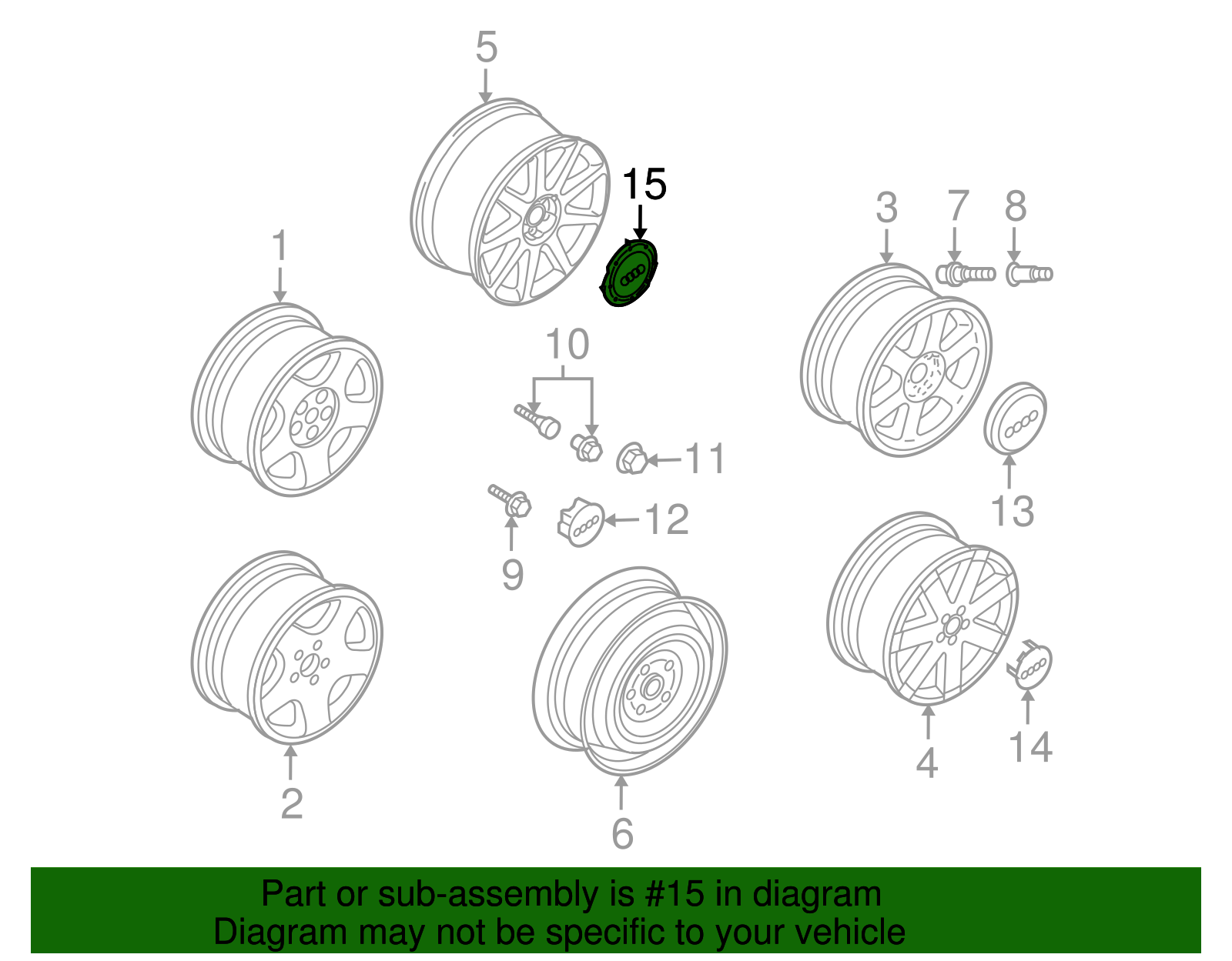 2000-2011 Audi Center Cap 8D0-601-165-K-1H7 | TascaParts.com