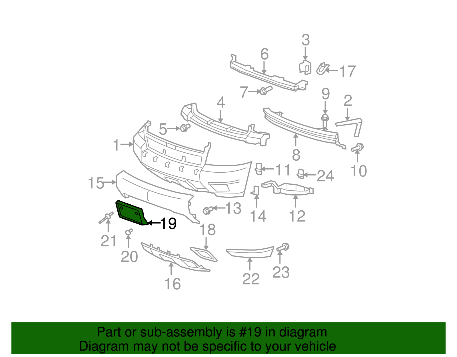 15851090 - Light Charcoal Non-Metallic Front License Plate Bracket 2007 ...