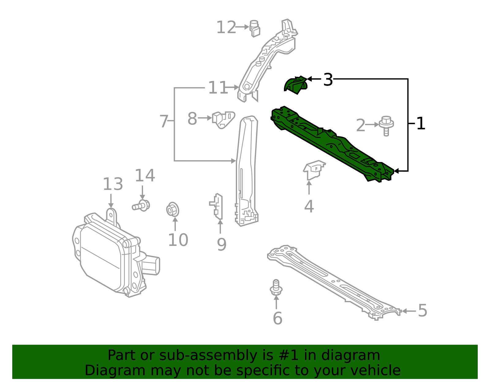 2019-2024 Toyota Upper Tie Bar 53205-0R070 | Toyota Parts Center