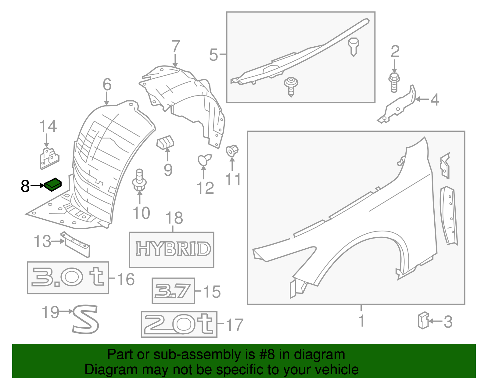 0124101151 - Ft Fender Liner U-Nut 2013-2020 Infiniti | Infiniti of ...