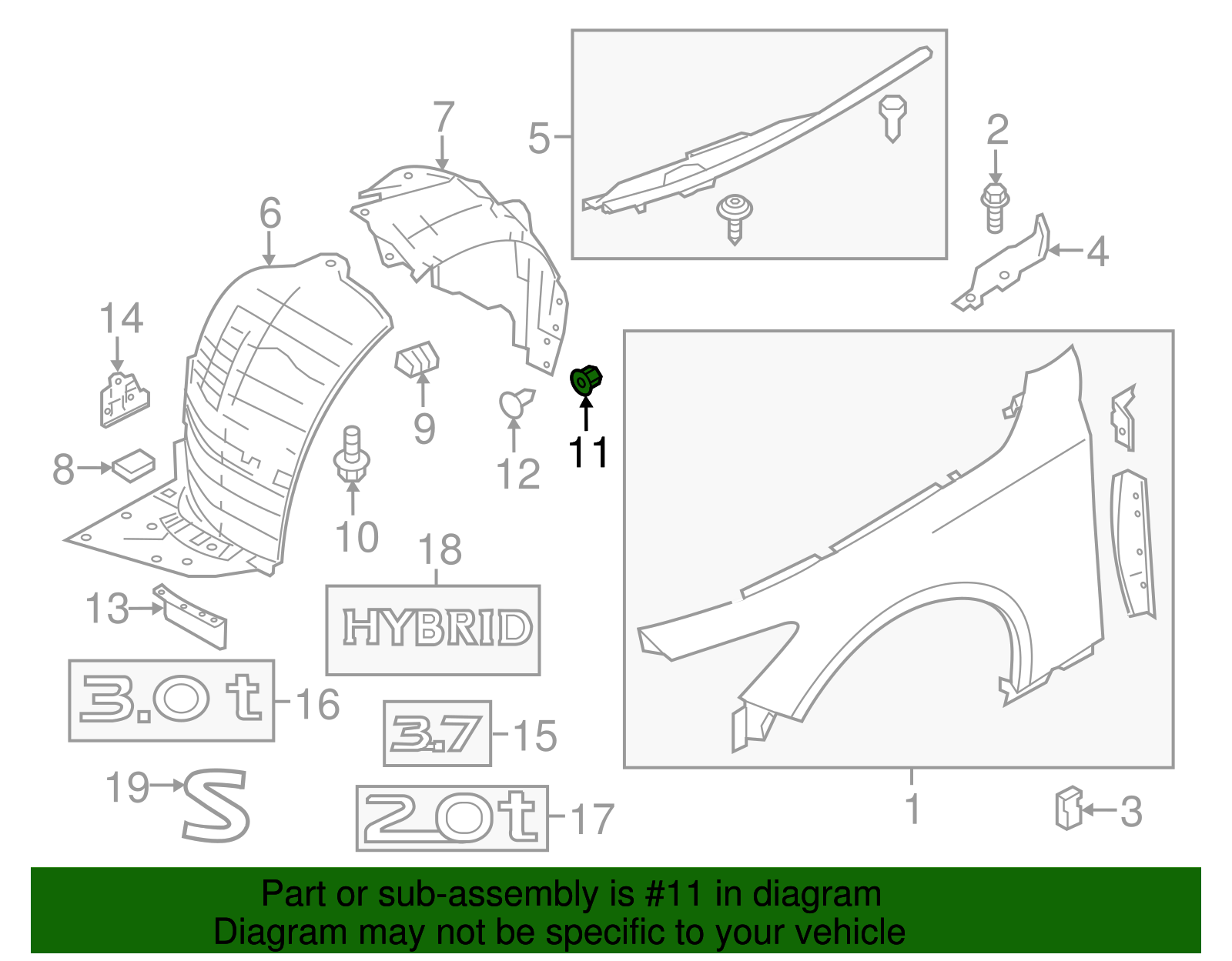 01281-00801 - Rear Fender Liner Grommet 1993-2020 Infiniti | Infiniti ...
