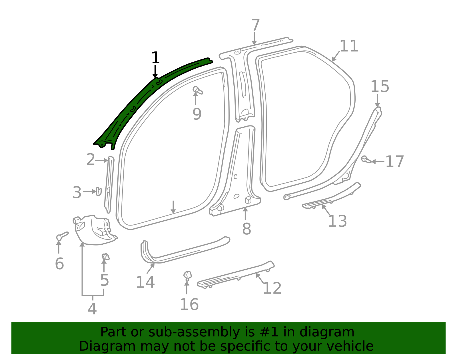 62210-AA021-G0 - Windshield Pillar Trim 1997-2001 Toyota Camry | Toyota ...