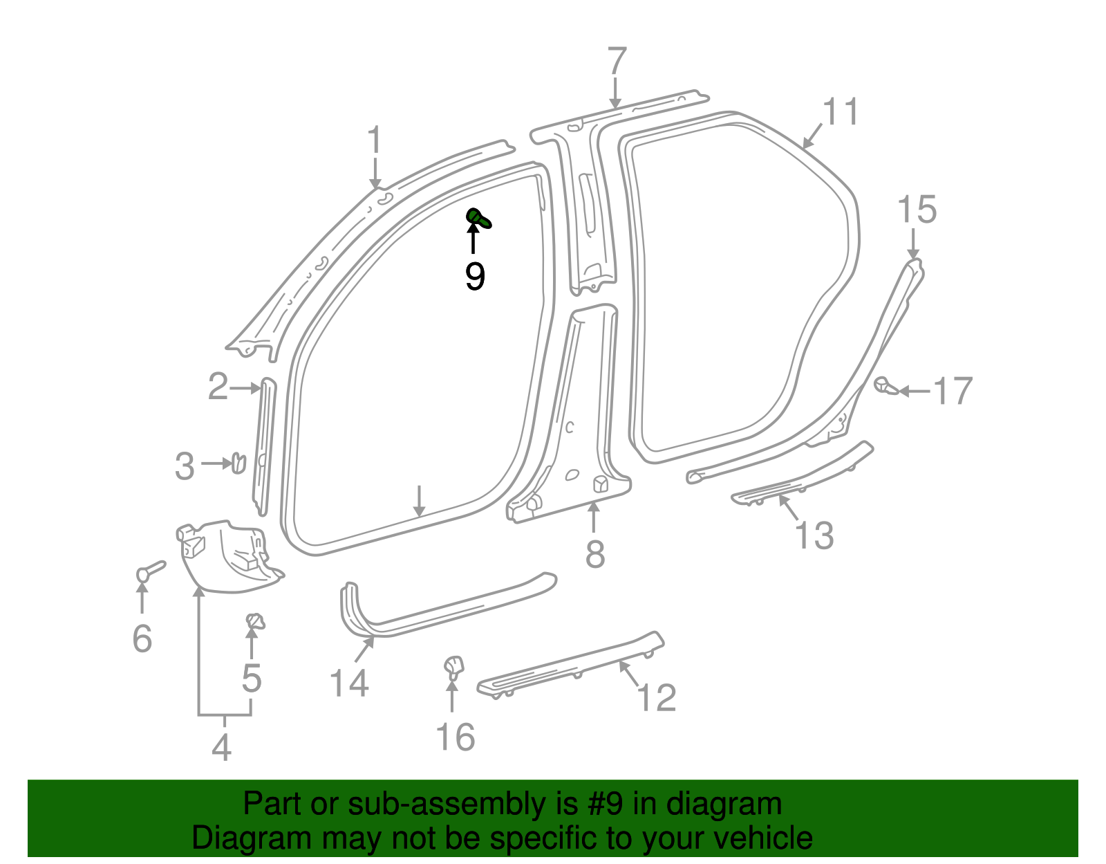 1993-2007 Toyota 1993-2007 Toyota - Center Pillar Trim Clip 90467-07041 ...