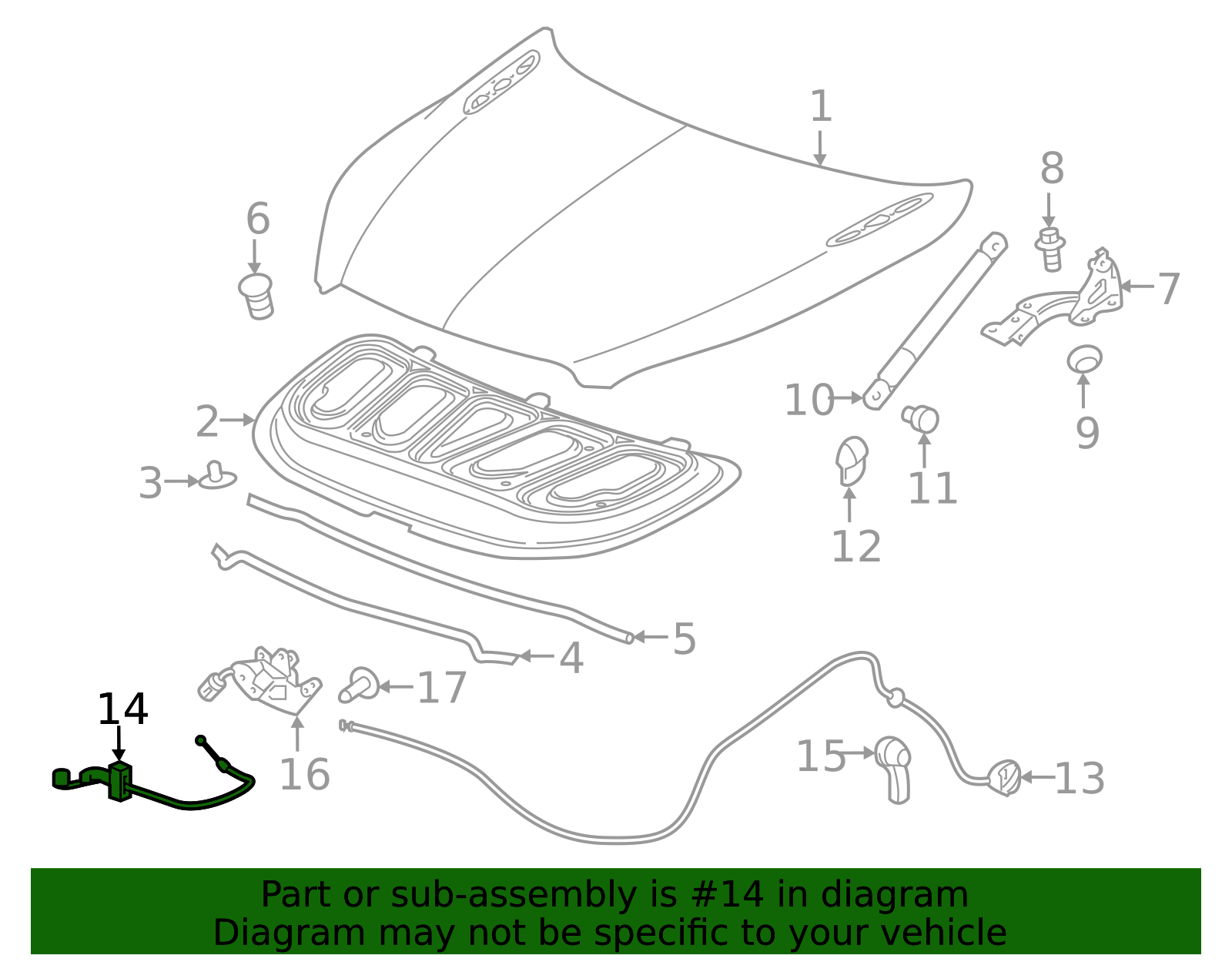 2016-2020 Buick Envision Hood Latch Release Cable 22924580 GM ...