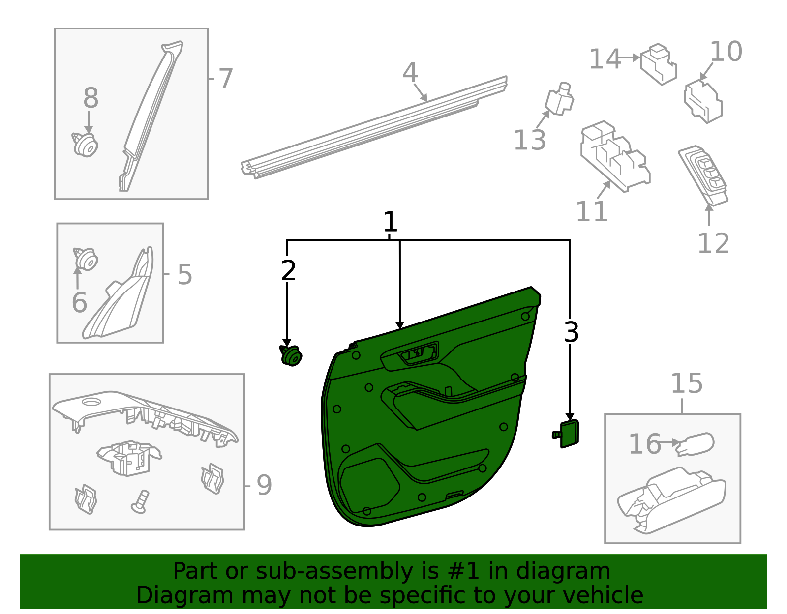 2020-2022 Toyota Highlander Door Trim Panel 67610-0E661-E4 | Toyota ...