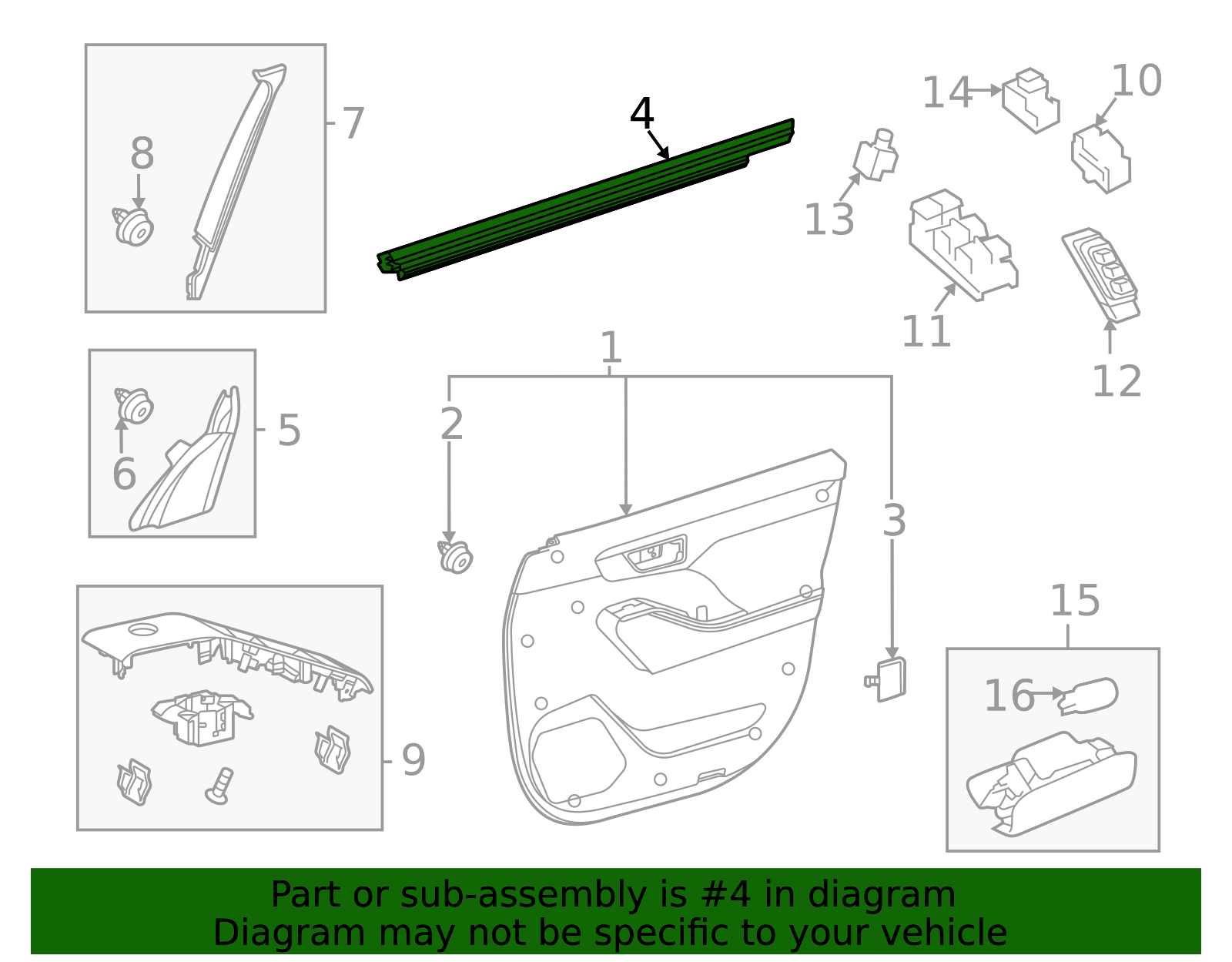 2020-2025 Toyota Highlander Belt Weather-Strip 68172-0E080 | Toyota ...