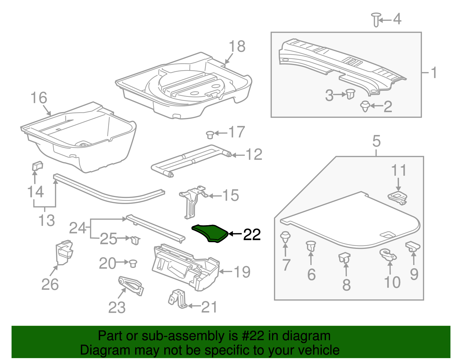 2010-2016 Cadillac SRX Dune Driver Side Load Floor Rear Compartment ...