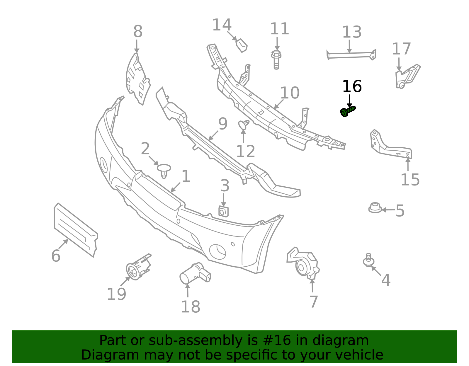 2008-2015 Nissan Armada Bumper Bracket Bolt 08116-8162G | TascaParts.com