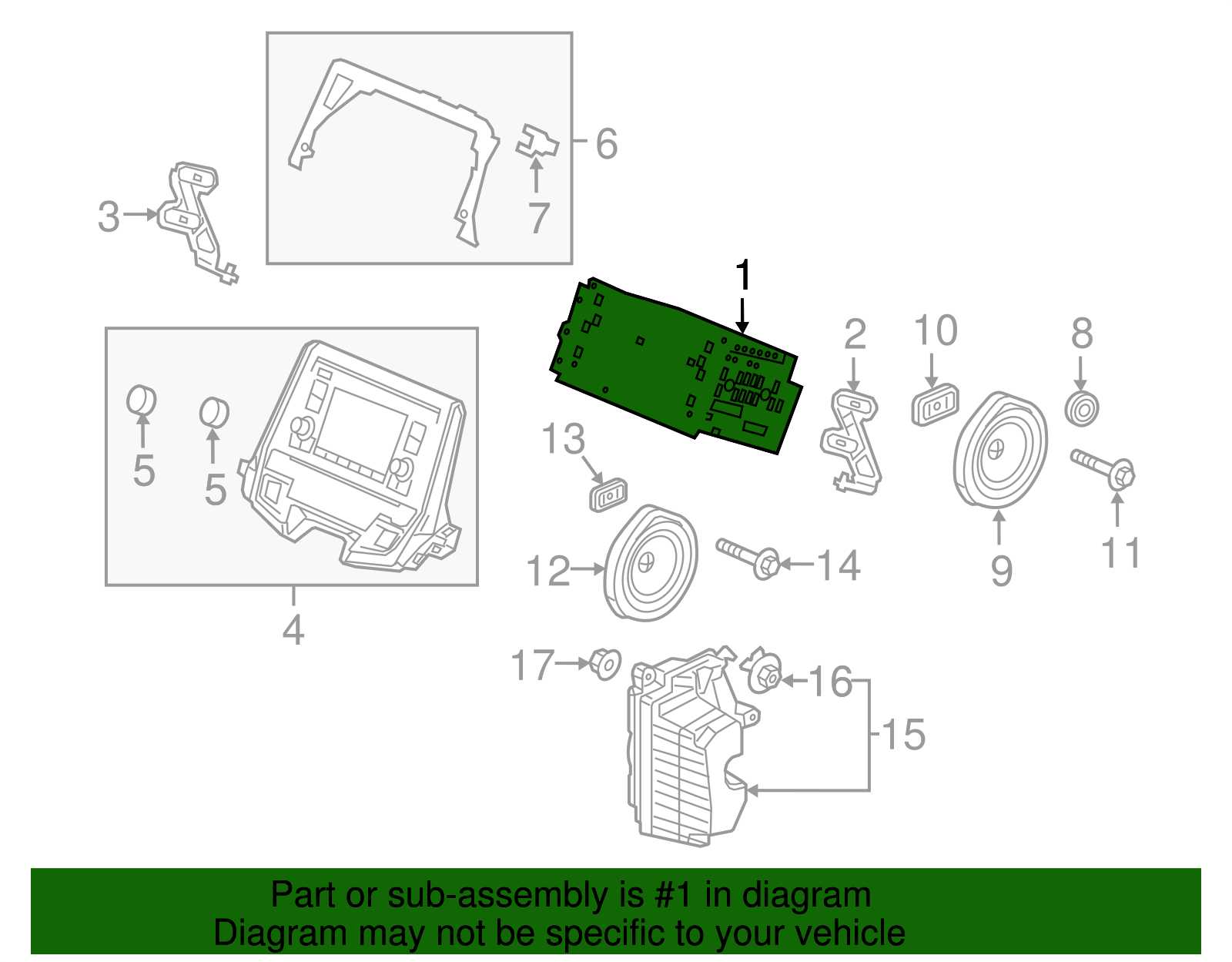 39171-THR-A82 - 2019 Honda Odyssey - Audio Unit Assembly Base ...