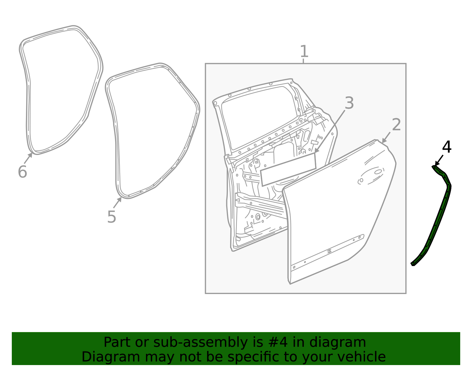 26679892 - Rear Driver Side Door Below Belt Rear Auxiliary Weatherstrip ...
