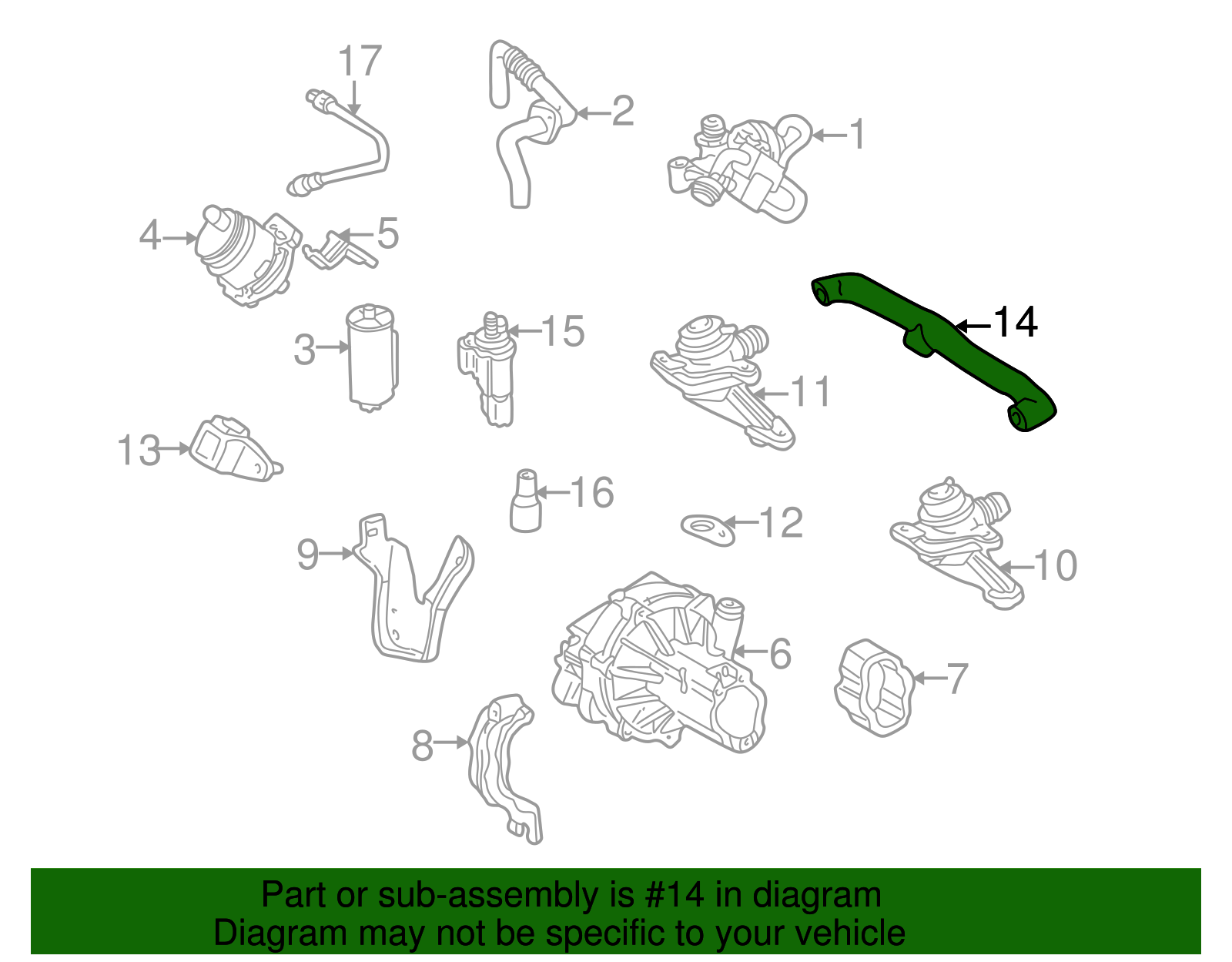 112-238-00-82 - Secondary Air Injection Pump Hose 1998-2008 Mercedes ...