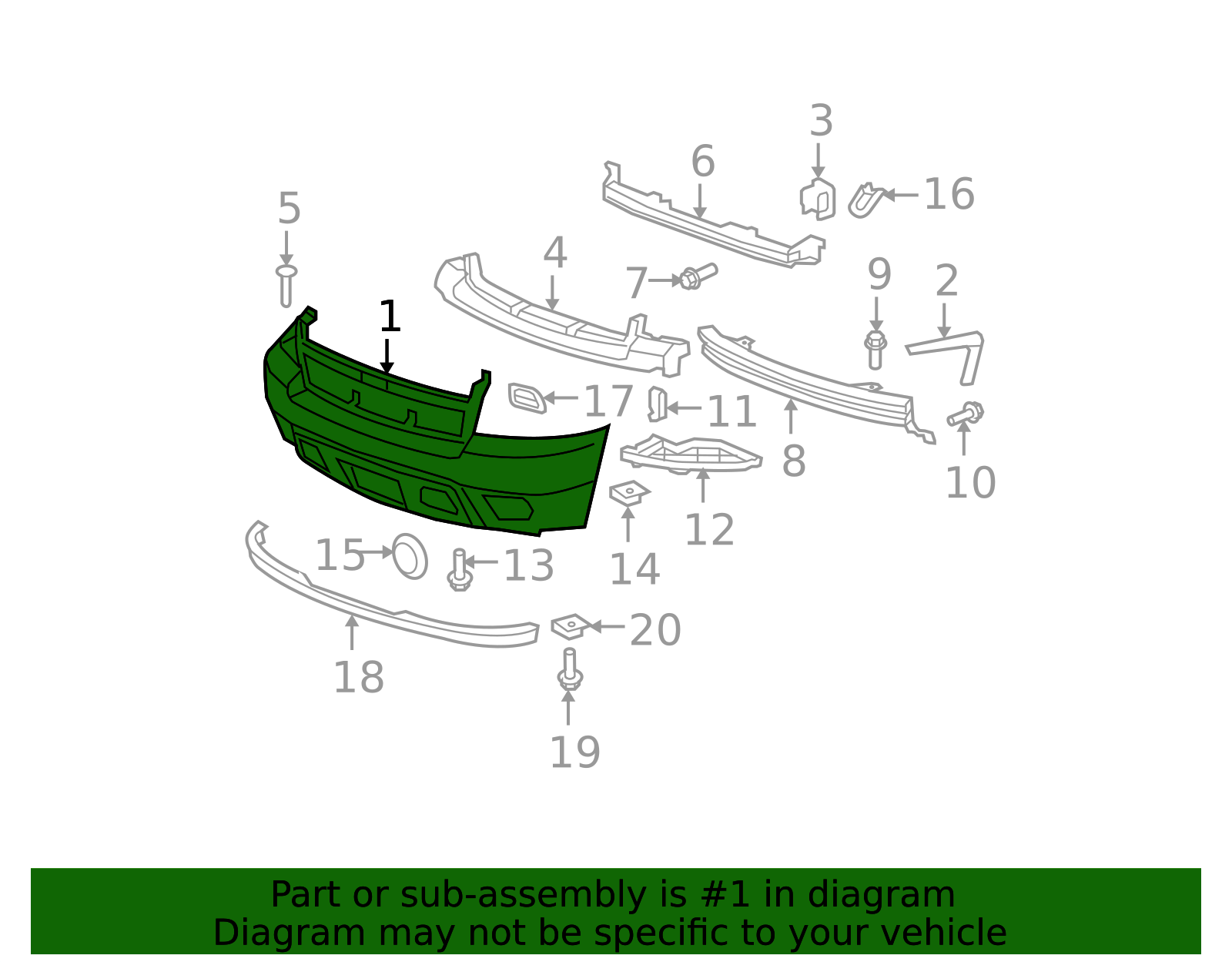 2007-2014 Chevrolet Front Bumper Cover 25814570 | TascaParts.com