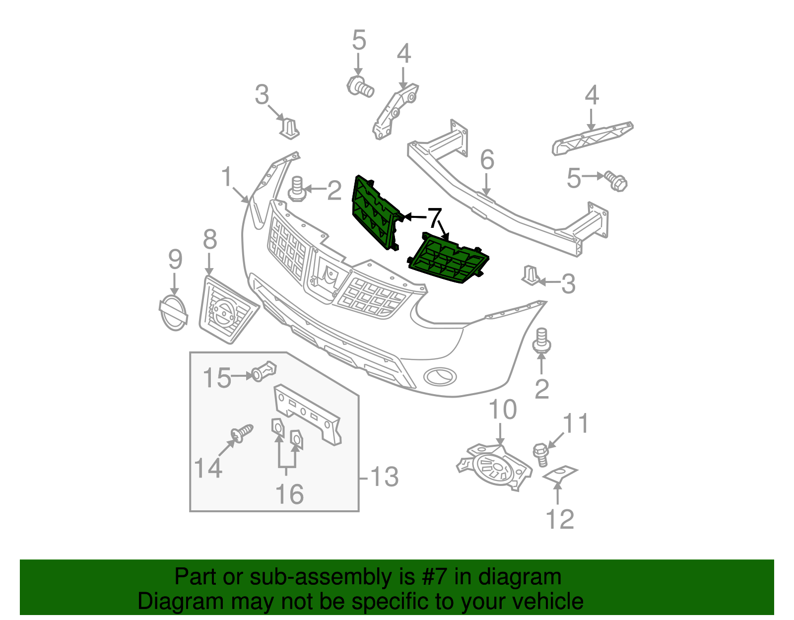 2008-2010 Nissan Rogue Inner Grille 62058-JM00A | Bill Kay Nissan Parts