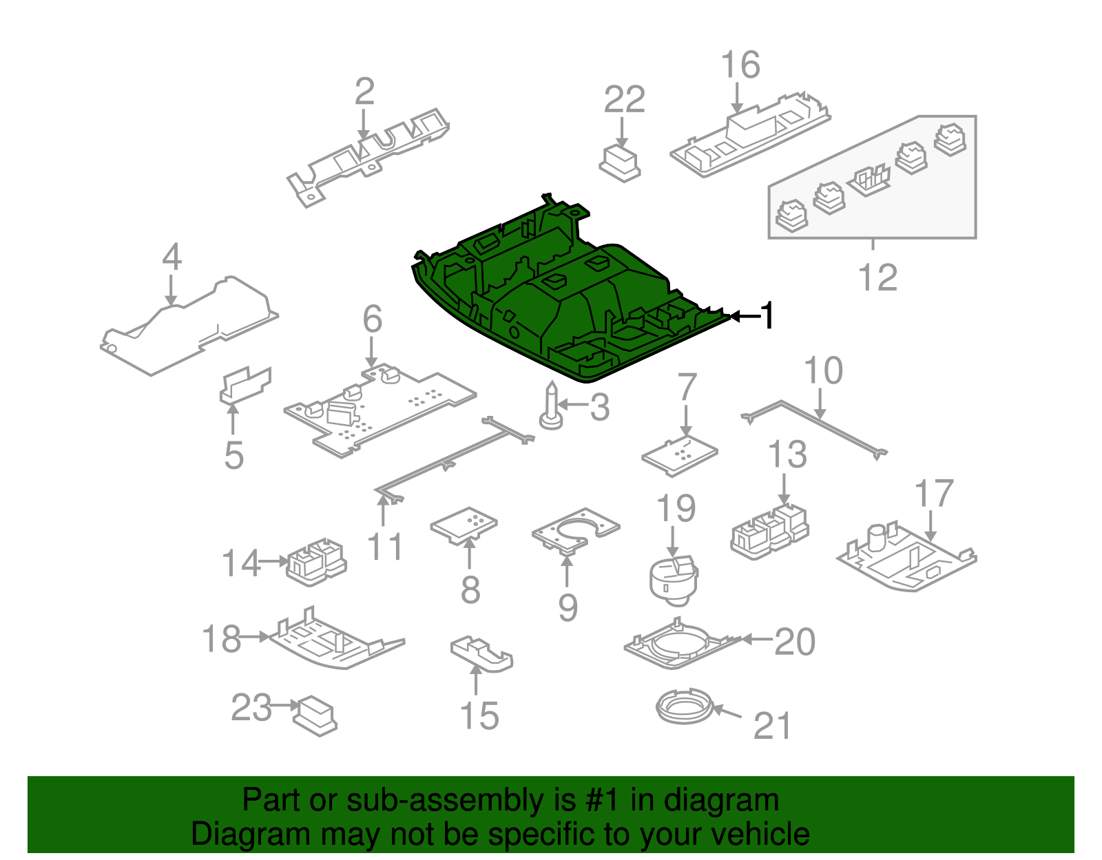 Porsche Overhead Console - Cabin Storage and Light Housing - Part #955 ...