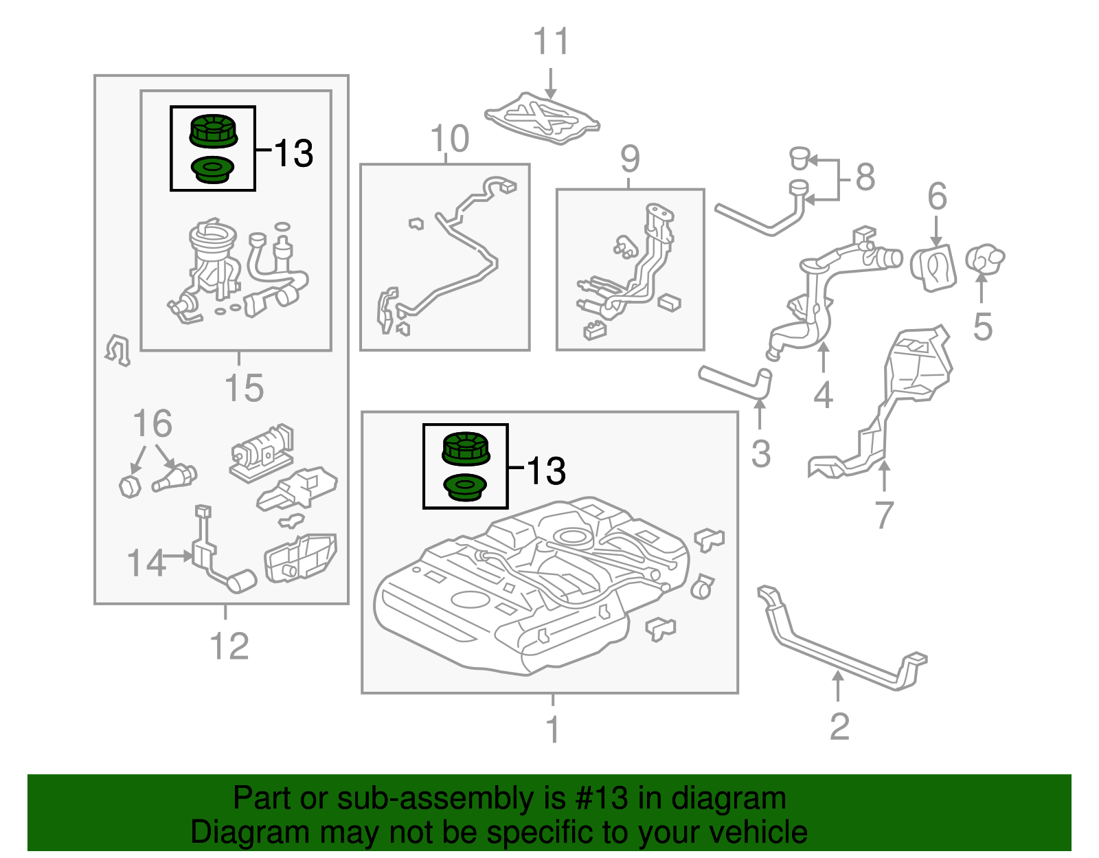 OEM 2005-2014 Honda Fuel Pump Assembly Lock Nut 17046-SHJ-A00 | Honda ...