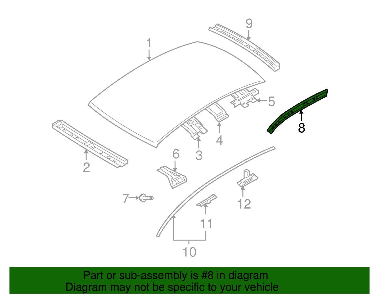 2004-2005 Kia Rio | Roof Side Rail | 0K34A-71050A | Kia Auto Parts