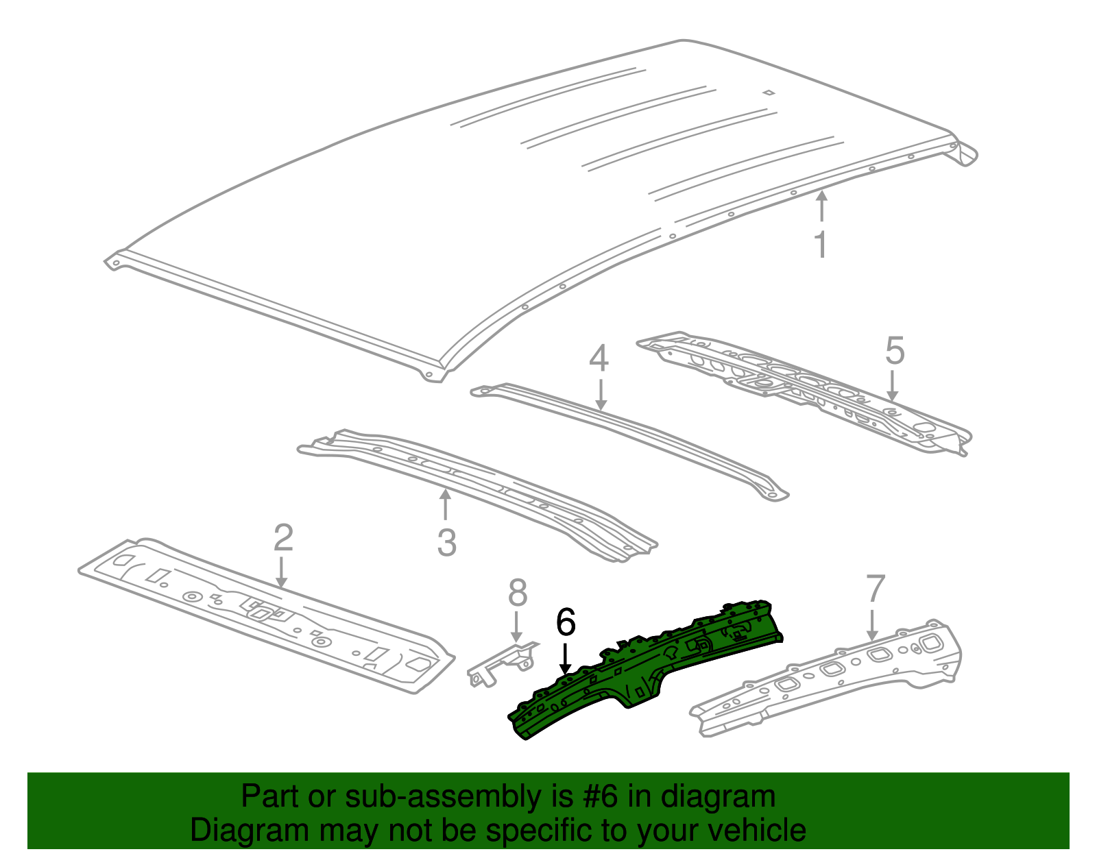 2017-2022 Chevrolet Trax Passenger Side Roof Inner Side Rail 42575760 ...