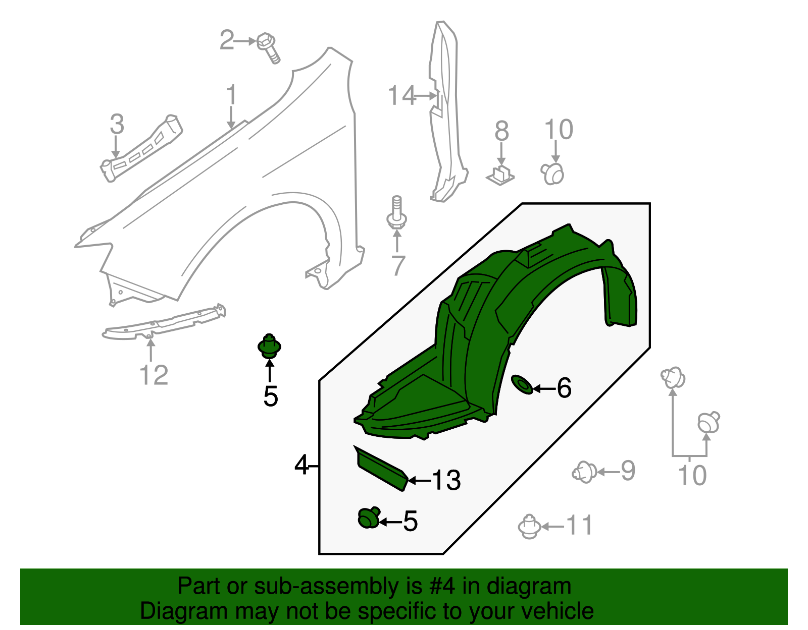 2008-2010 Subaru Impreza Fender Liner 59110FG021 | Subaru Parts Guys