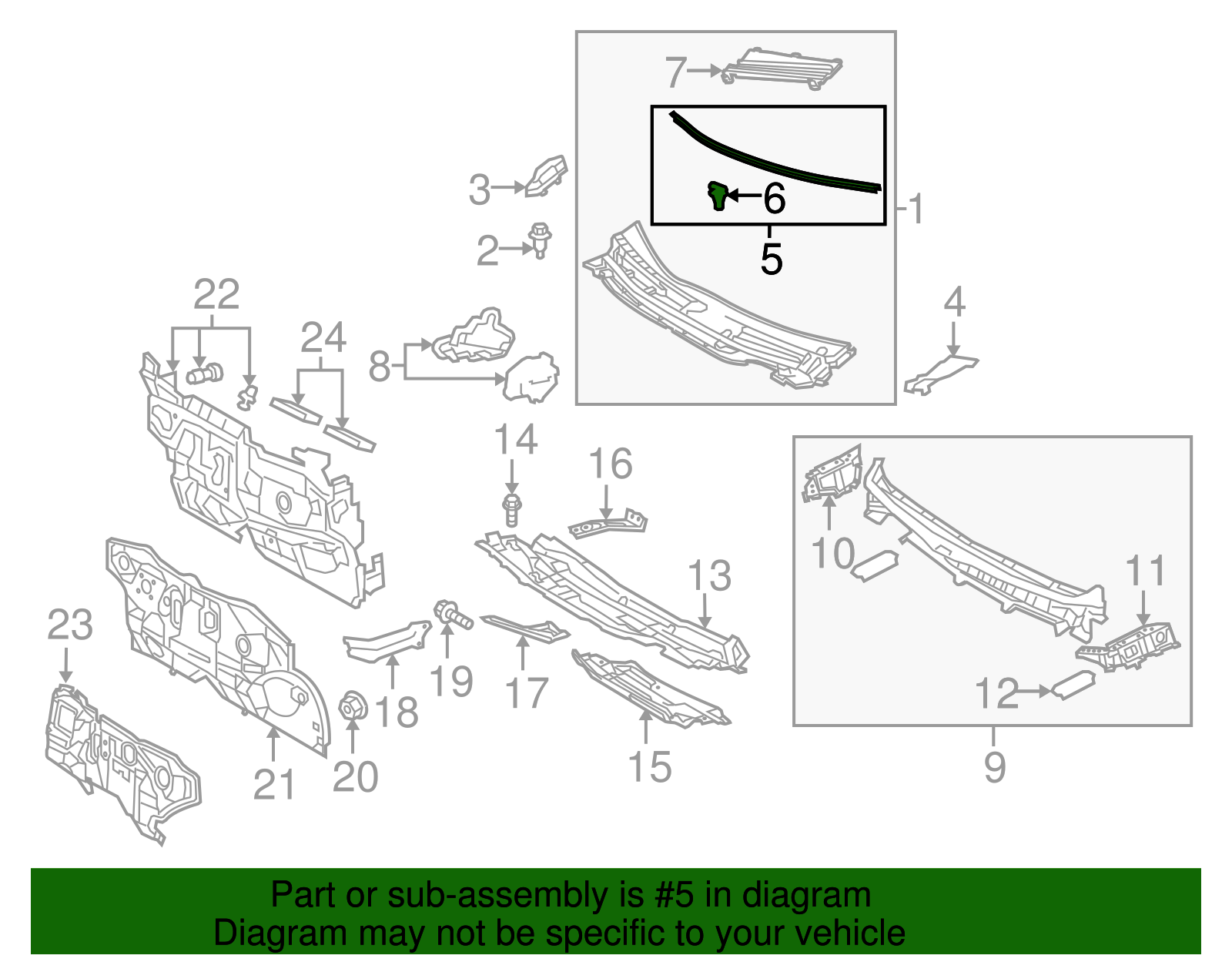 Genuine Toyota Seal To Cowl part# 53383-47080 for 2010-2015 Toyota ...