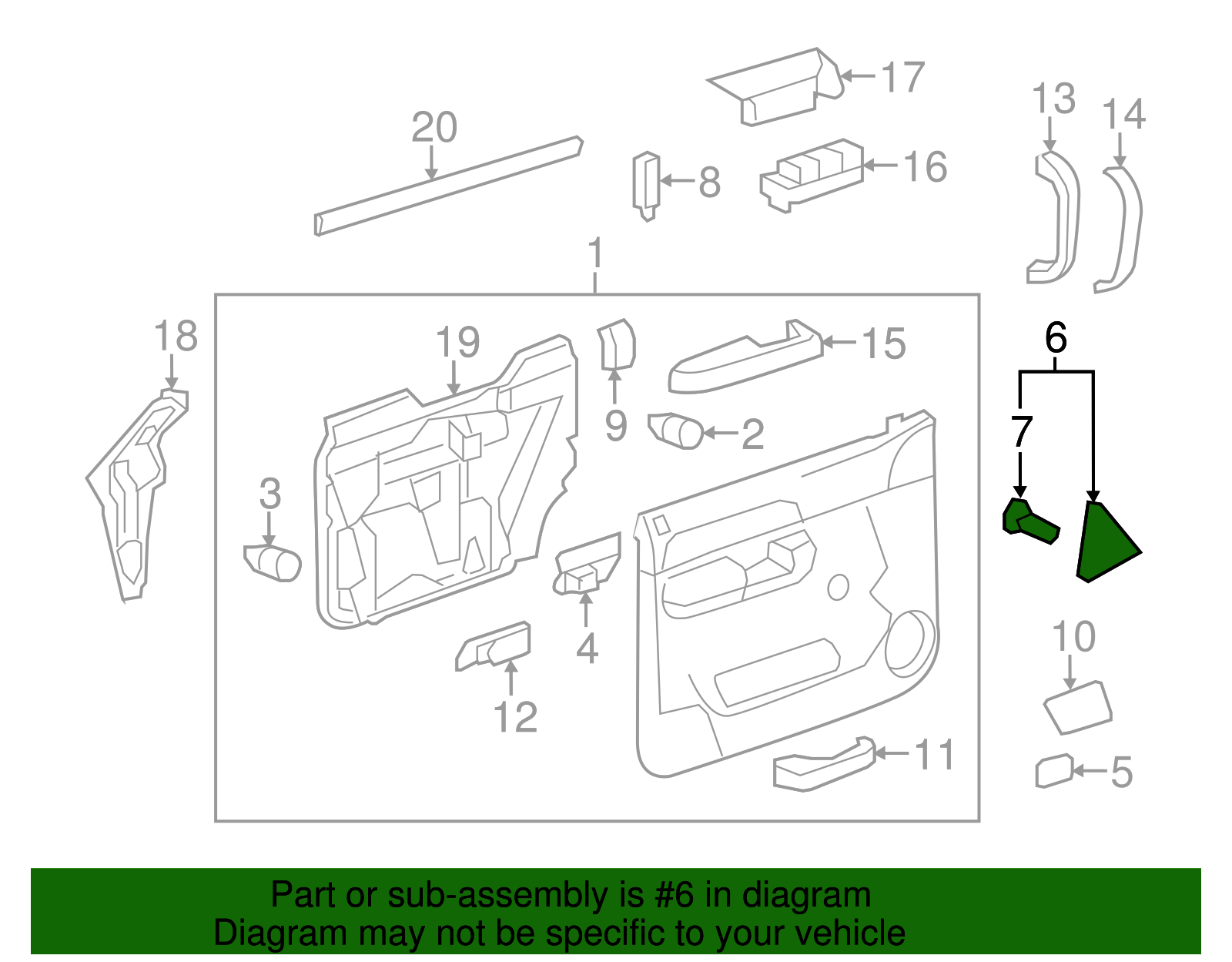 2007-2014 GM Very Dark Cashmere Front Driver Side Door Front Upper Trim ...