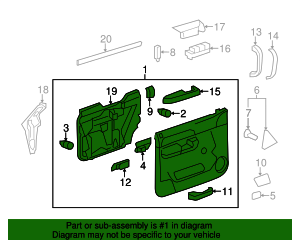 22818470 - Ebony Front Passenger Side Door Trim Panel 2010-2014 GM ...