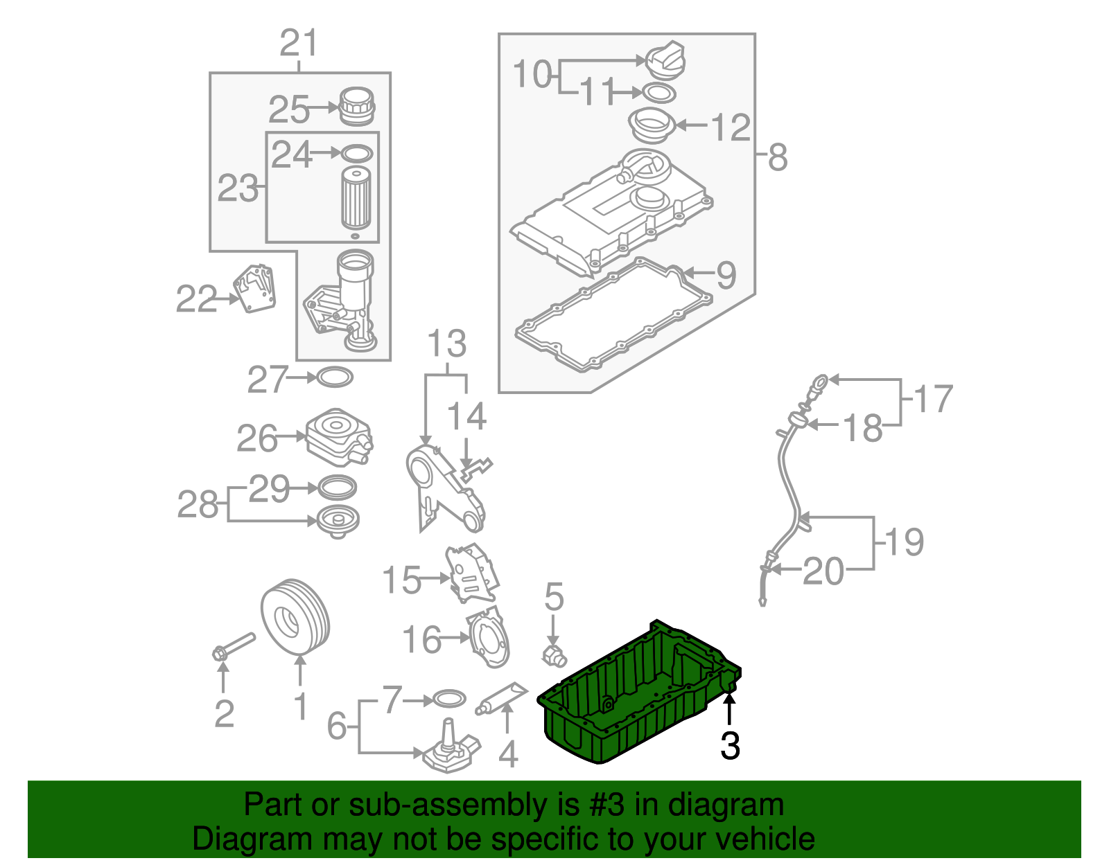 2010-2013 Audi A3 Oil Pan 03G-103-603-AD | Audi USA Parts