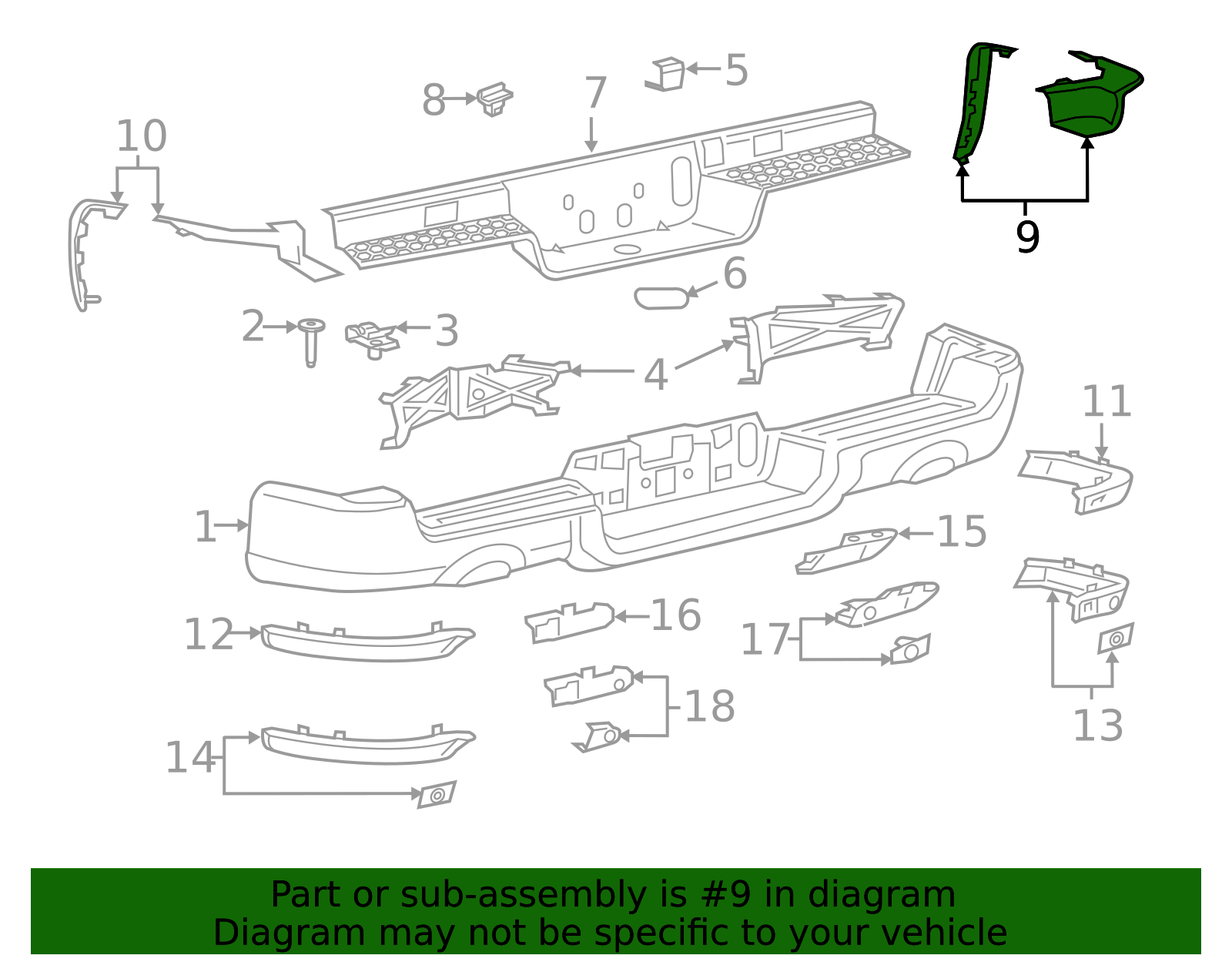2019-2024 Ram 1500 Rear Bumper Step Pad, Right 68404388AB | Mopar Parts Hub