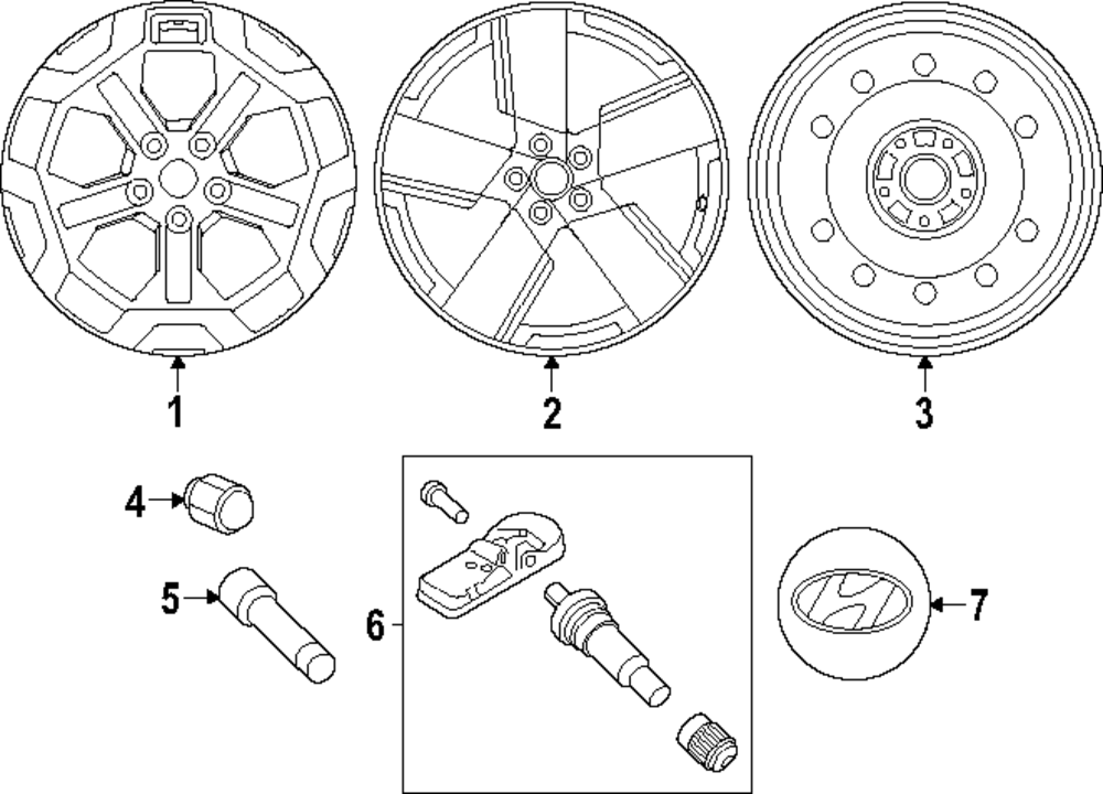Hyundai - 52910-R6210 - Wheel, Alloy - 2024-2025 Hyundai Santa Fe | OEM ...