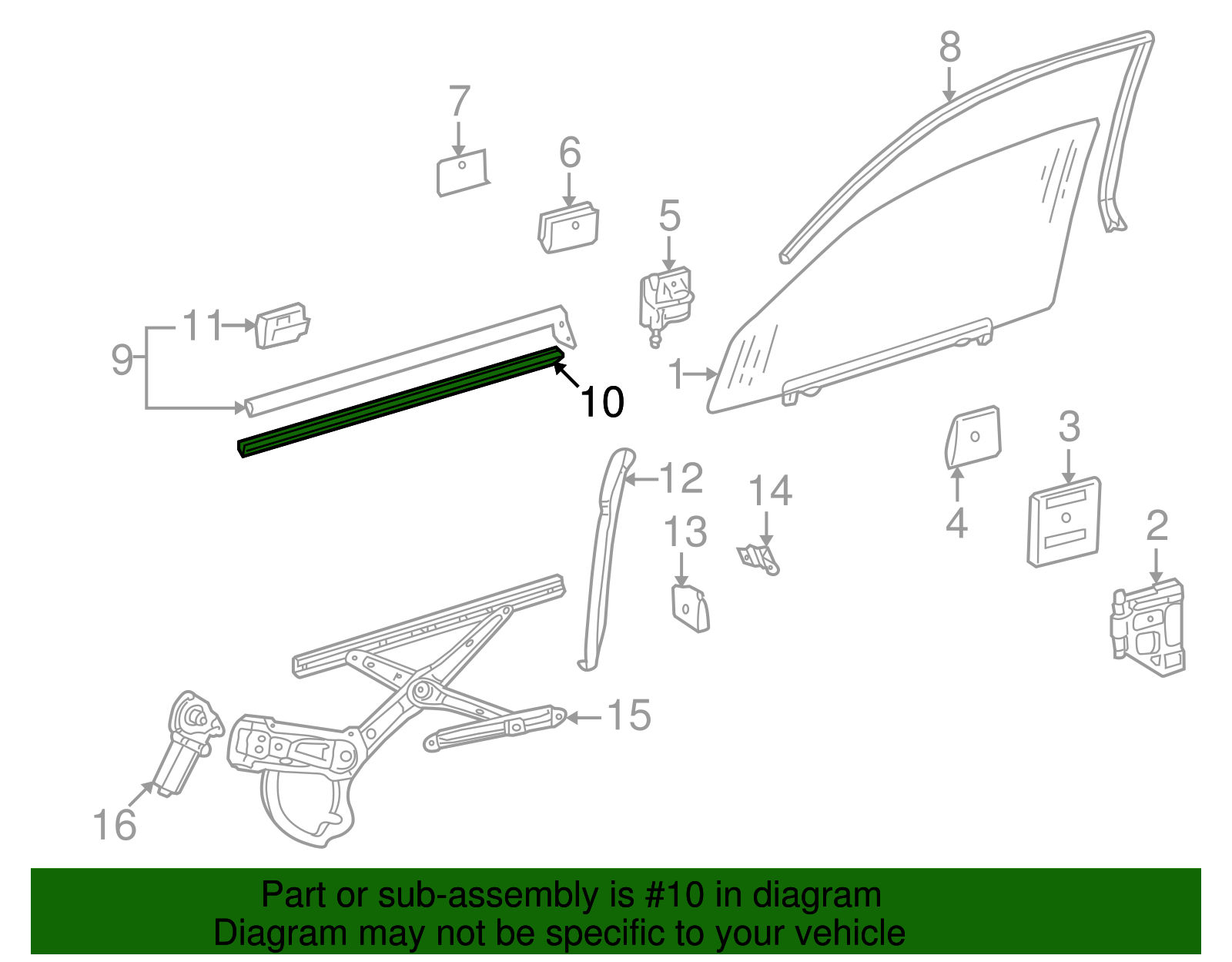 208-725-05-65 - Belt Weather-Strip 1998-2003 Mercedes-Benz | Mercedes ...