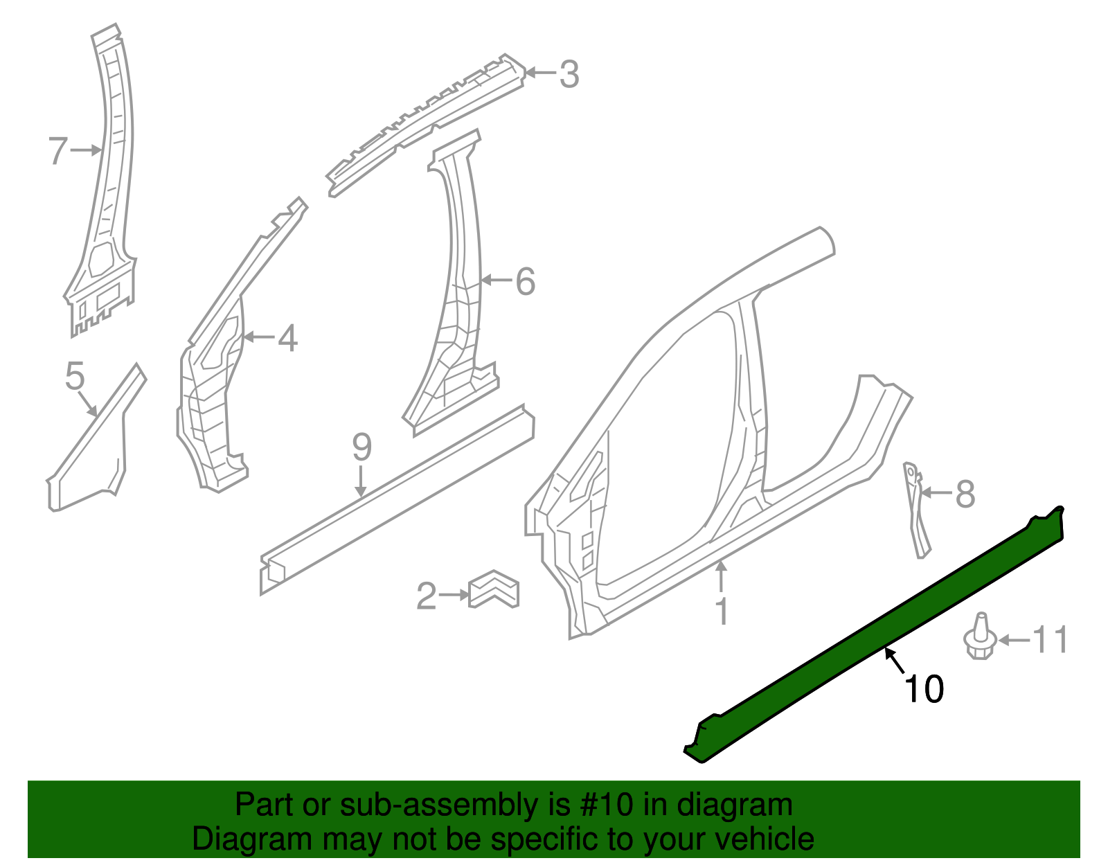 2018-2023 Nissan LEAF Rocker Molding 76850-5SA0H | Bill Kay Nissan Parts