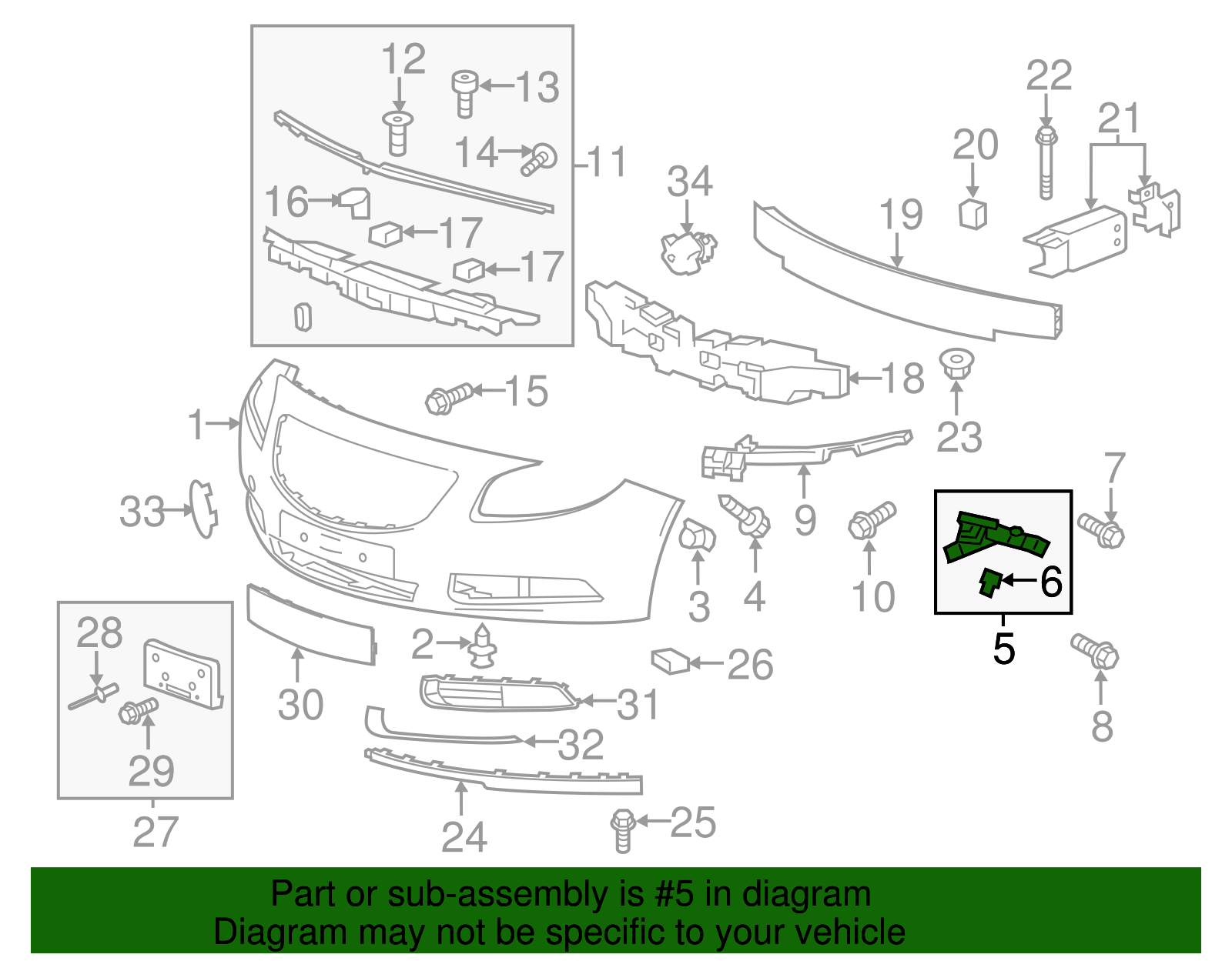 22789080 - 2011-2014 Buick Regal - Passenger Side Front Bumper Fascia ...