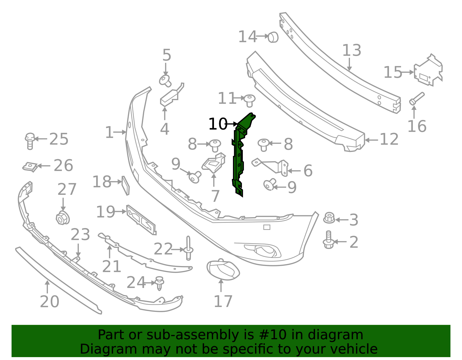 2013-2020 Nissan Pathfinder Front Bumper Center Vertical Support 62296 ...