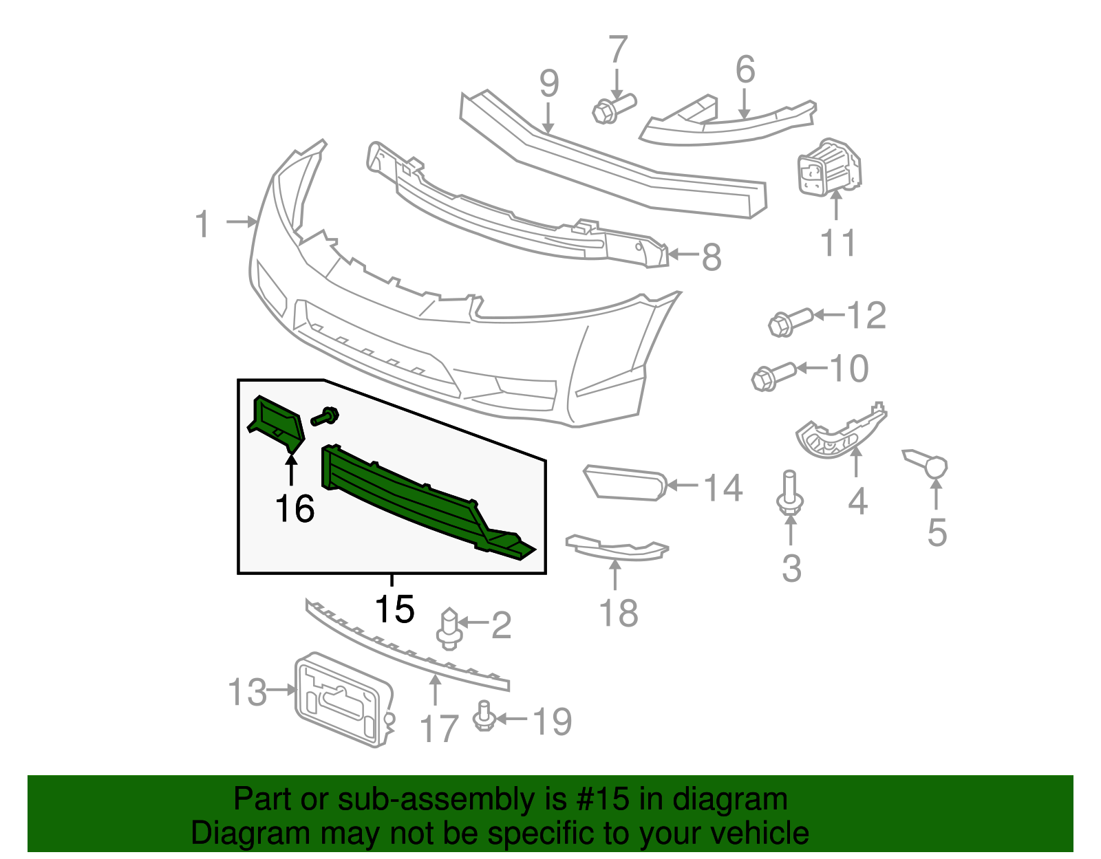 71107-SNC-A50 - 2009-2011 Honda Civic - Grille Front Bumper Center ...