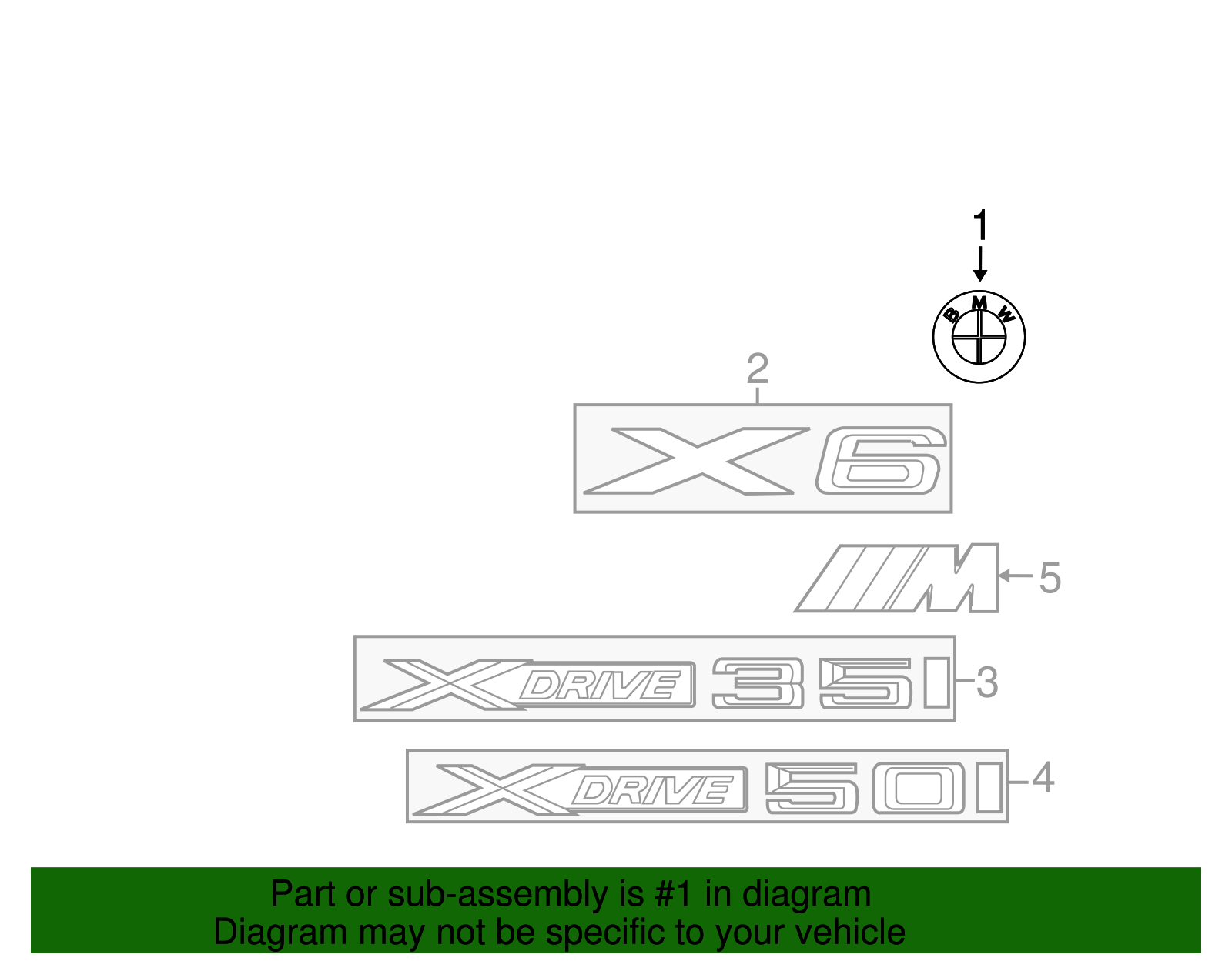 BMW Rear Hatch Emblem - Factory Logo Badge - Part #51-14-7-196-559 ...