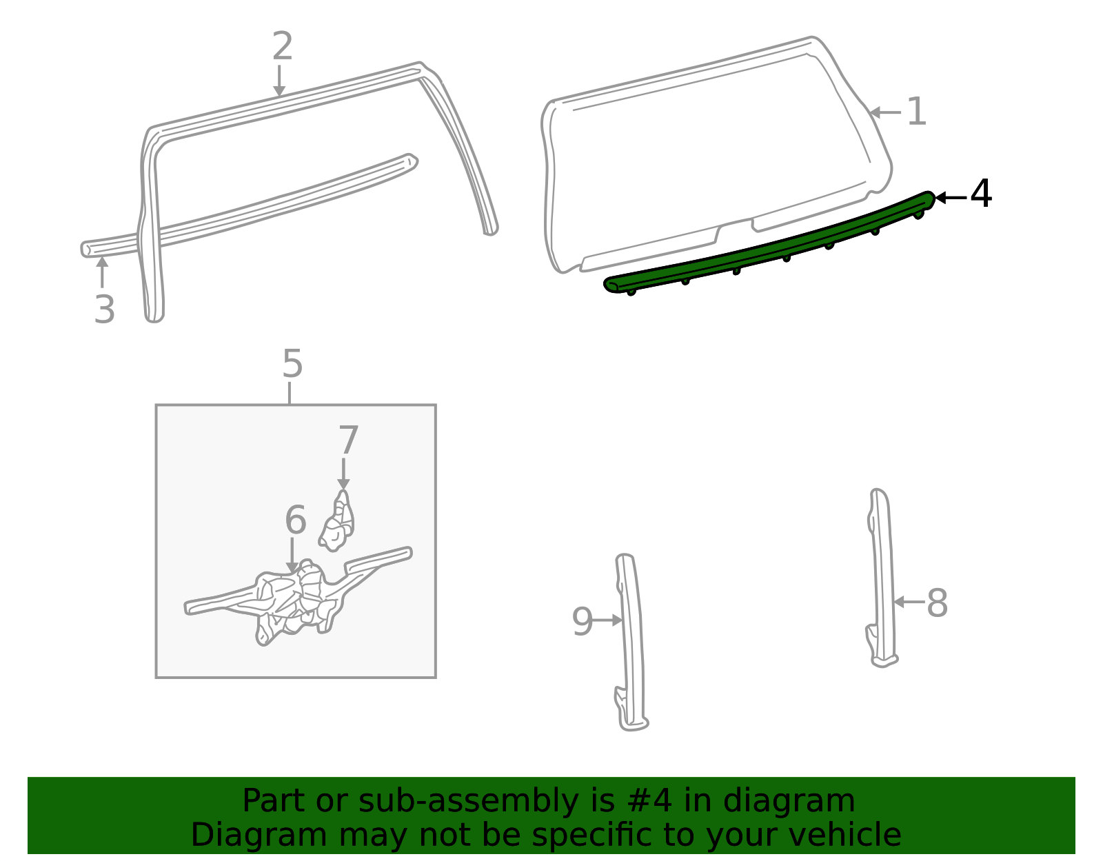 Genuine Toyota Sequoia Rear Liftgate Weatherstrip Lower Glass 68290 ...