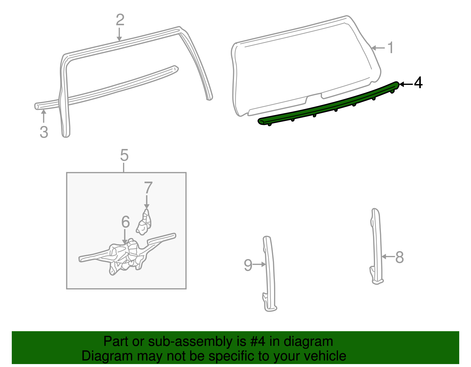 OEM 2001-2007 Toyota Sequoia Back Glass Weatherstrip Part # 68290-0C010 ...