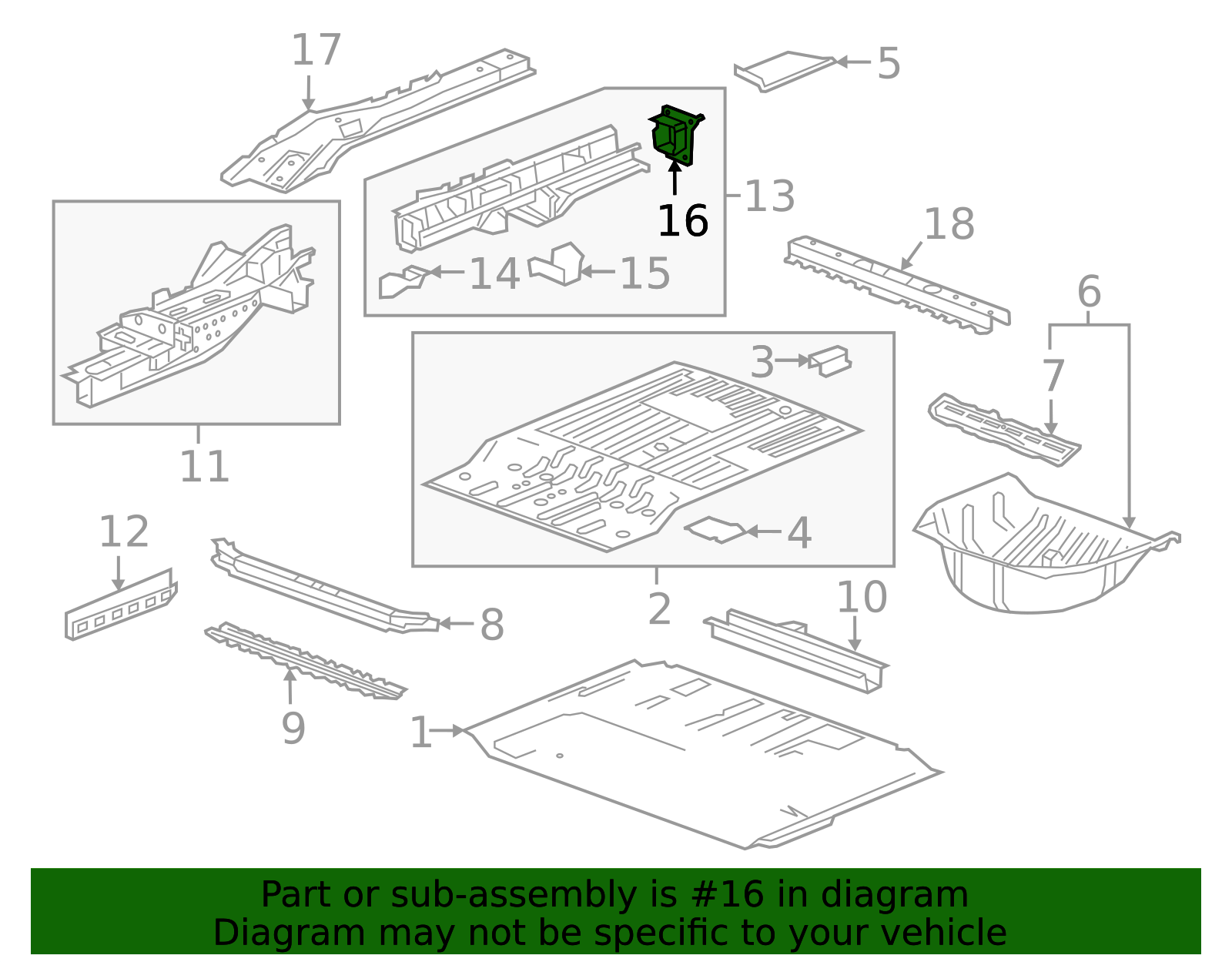 2017-2025 GM Passenger Side Underbody Rear Side Rail Rear Reinforcement ...