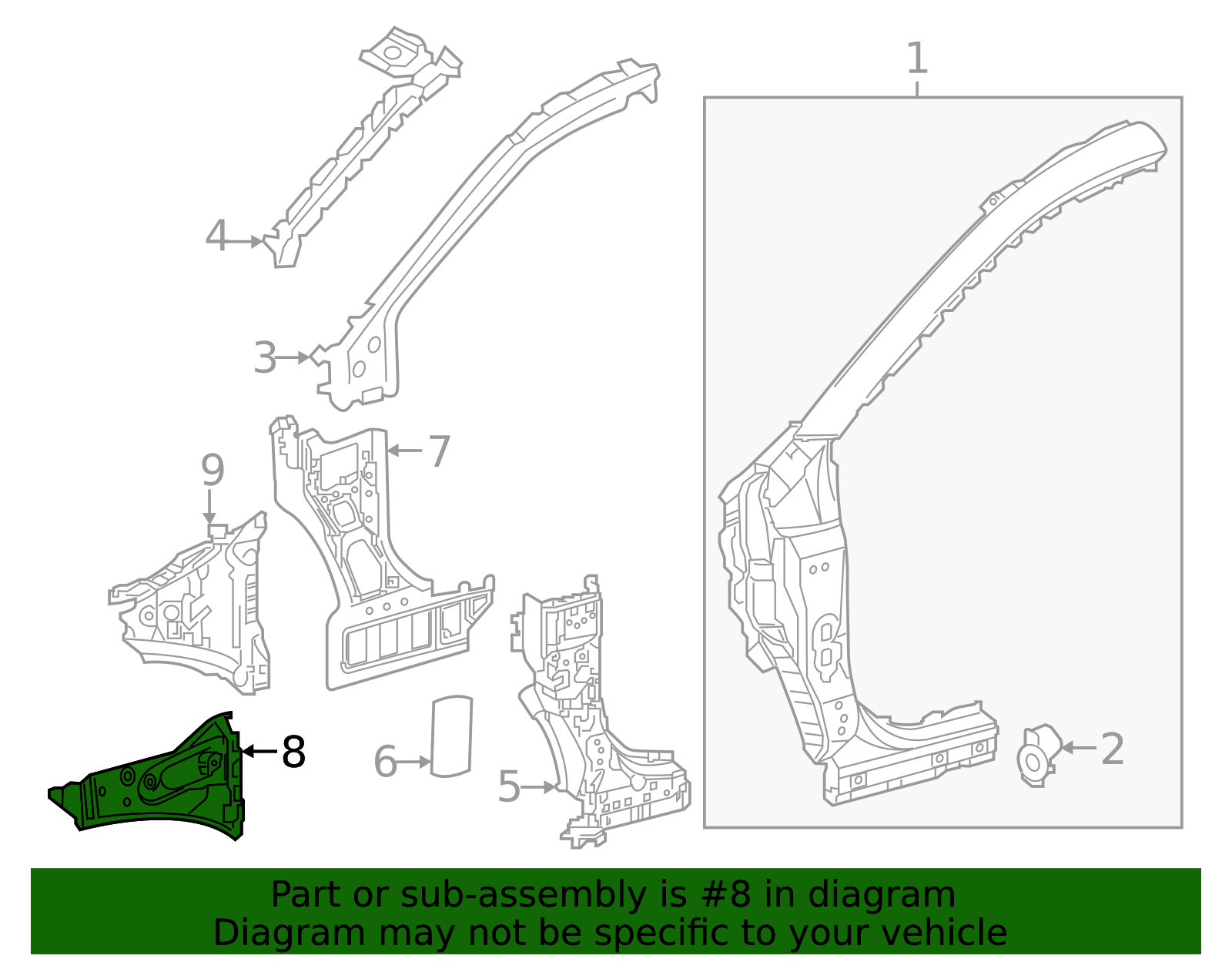 2021-2024 Toyota Venza Panel Reinforced 61113-48040 | Toyota Parts Center