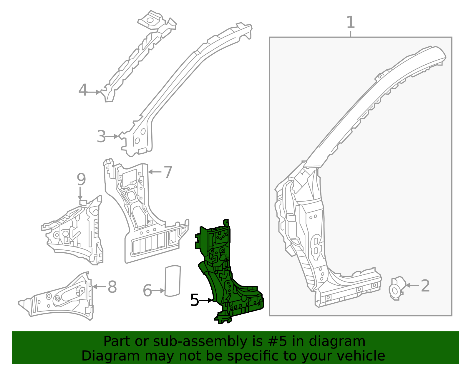 Genuine Toyota Hinge Pillar Reinforced part# 61108-48110 for 2021-2024 ...