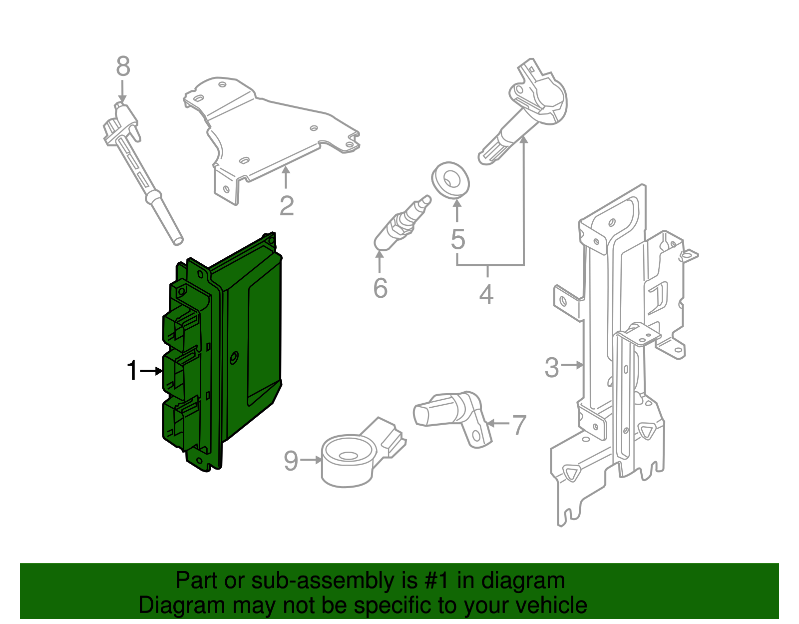 2013-2014 Ford Mustang | Eec Module | DR3Z-12A650-ACE | Walls' Ford Parts