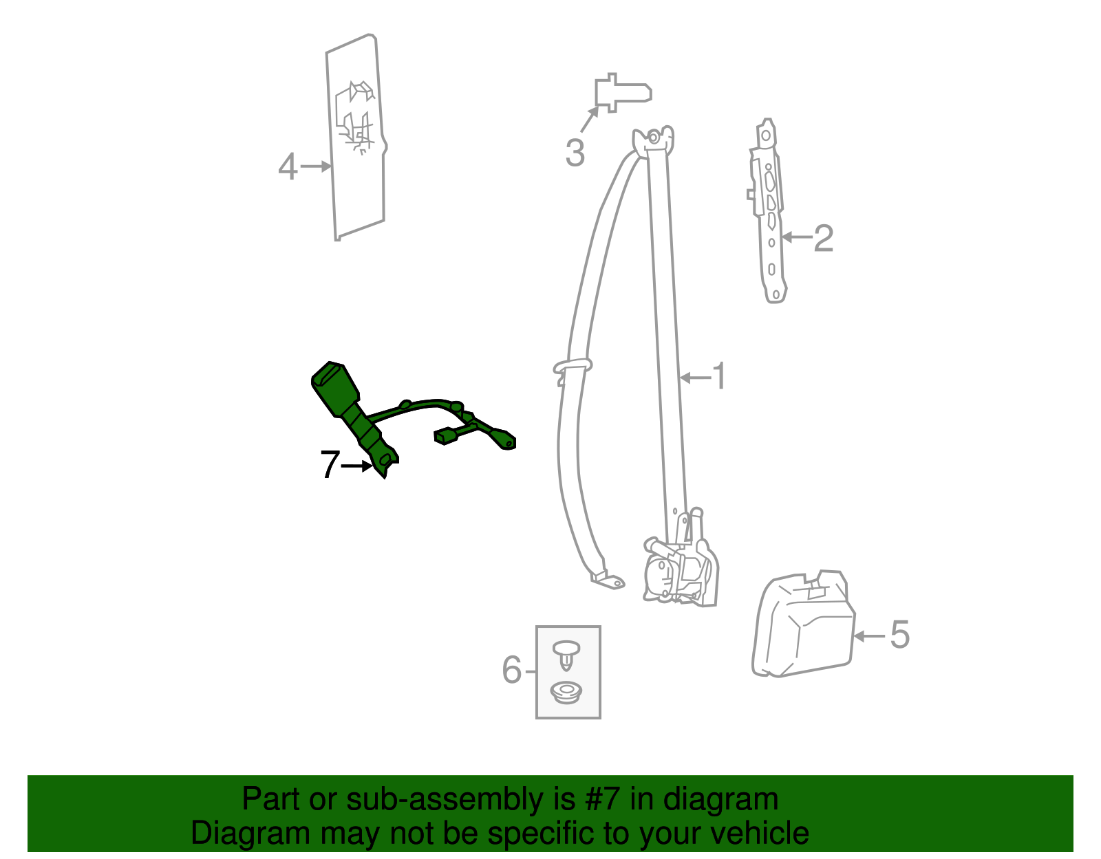 2014-2019 Toyota Highlander Seat Belt Receptacle - PASSENGER SIDE 73230 ...