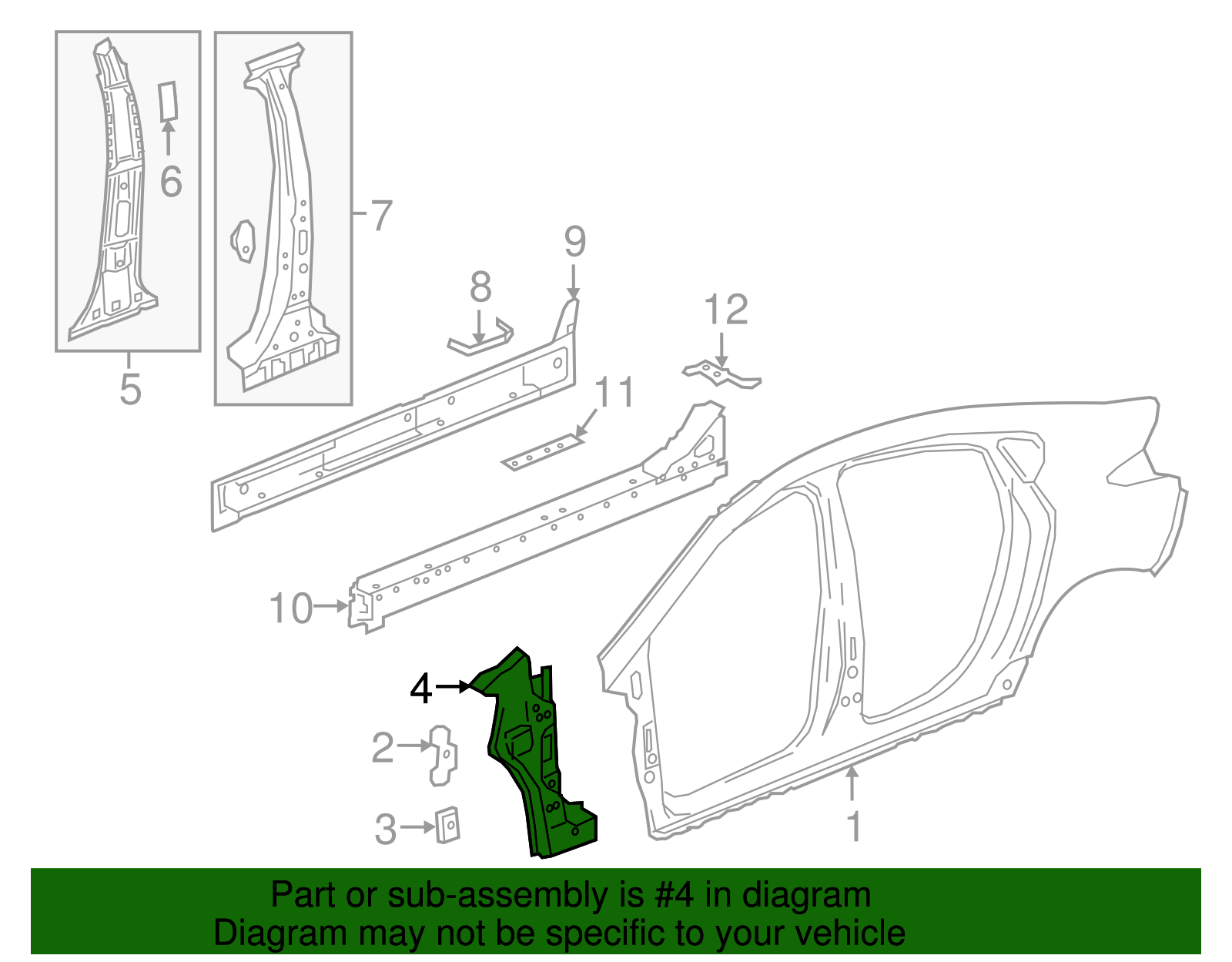 2016-2019 Chevrolet Volt Driver Side Body Hinge Pillar Outer Panel Reinforcement 23367373 ...