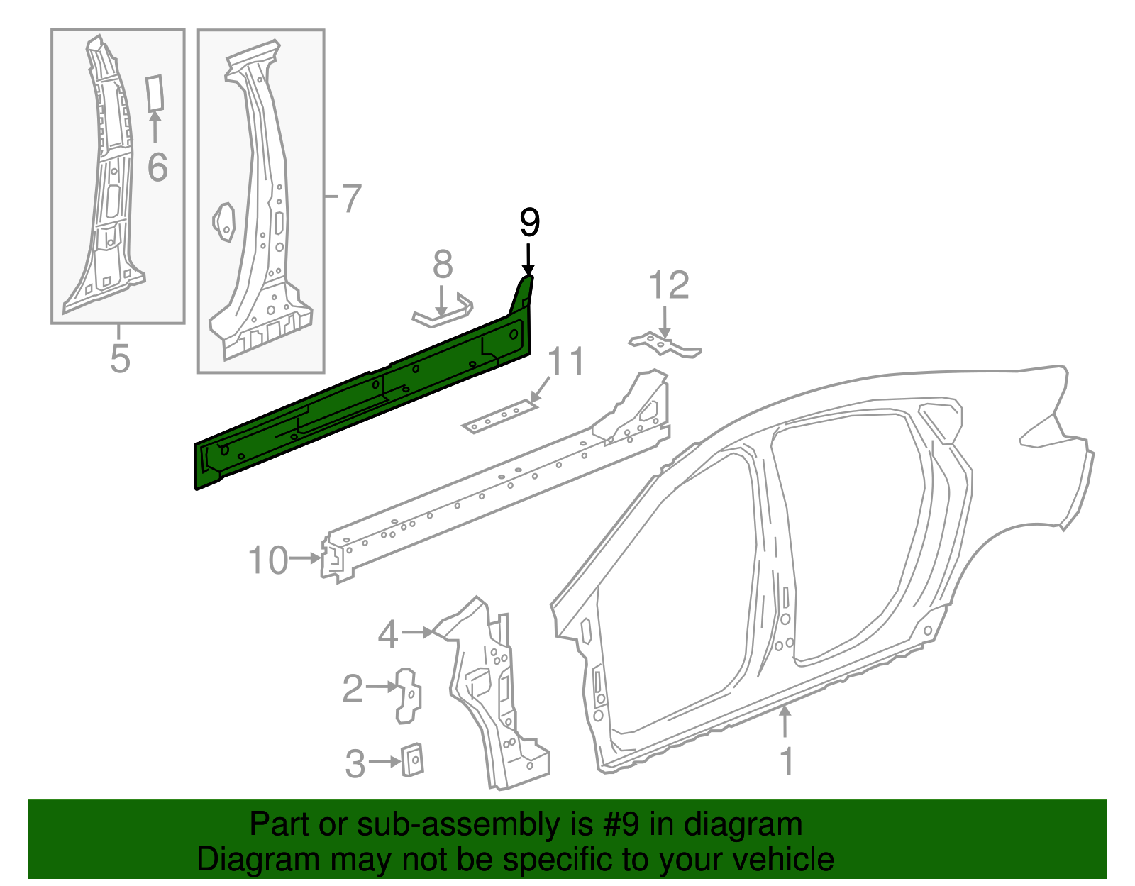 23272785 - Driver Side Rocker Inner Panel 2016-2019 Chevrolet Volt ...