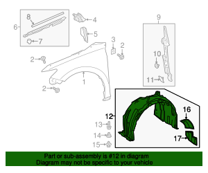 OEM 2018-2024 Toyota Camry Fender Liner Part # 53806-06271 | Modern ...