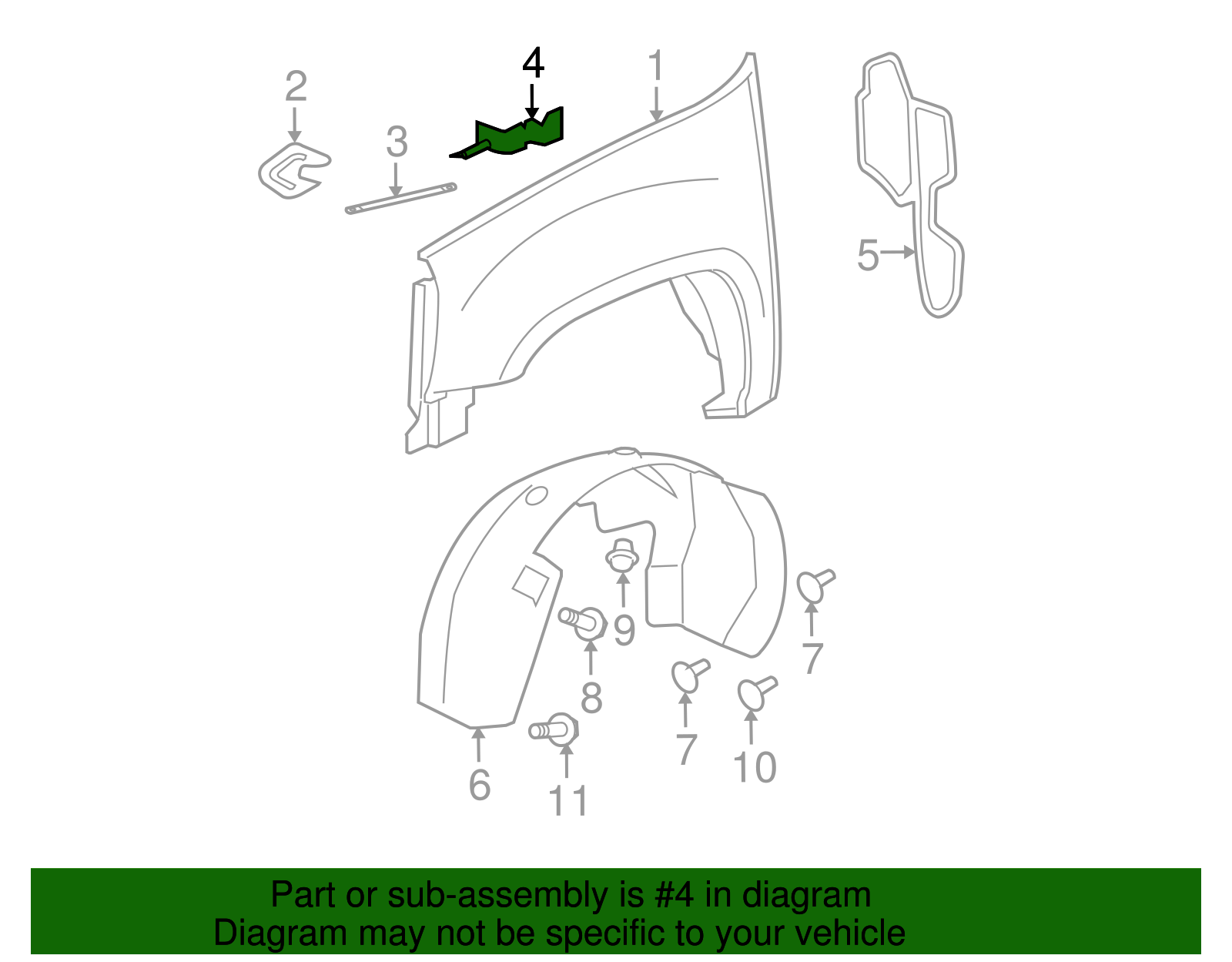 2007-2014 GM Passenger Side Front Fender Upper Bracket 15951192 ...