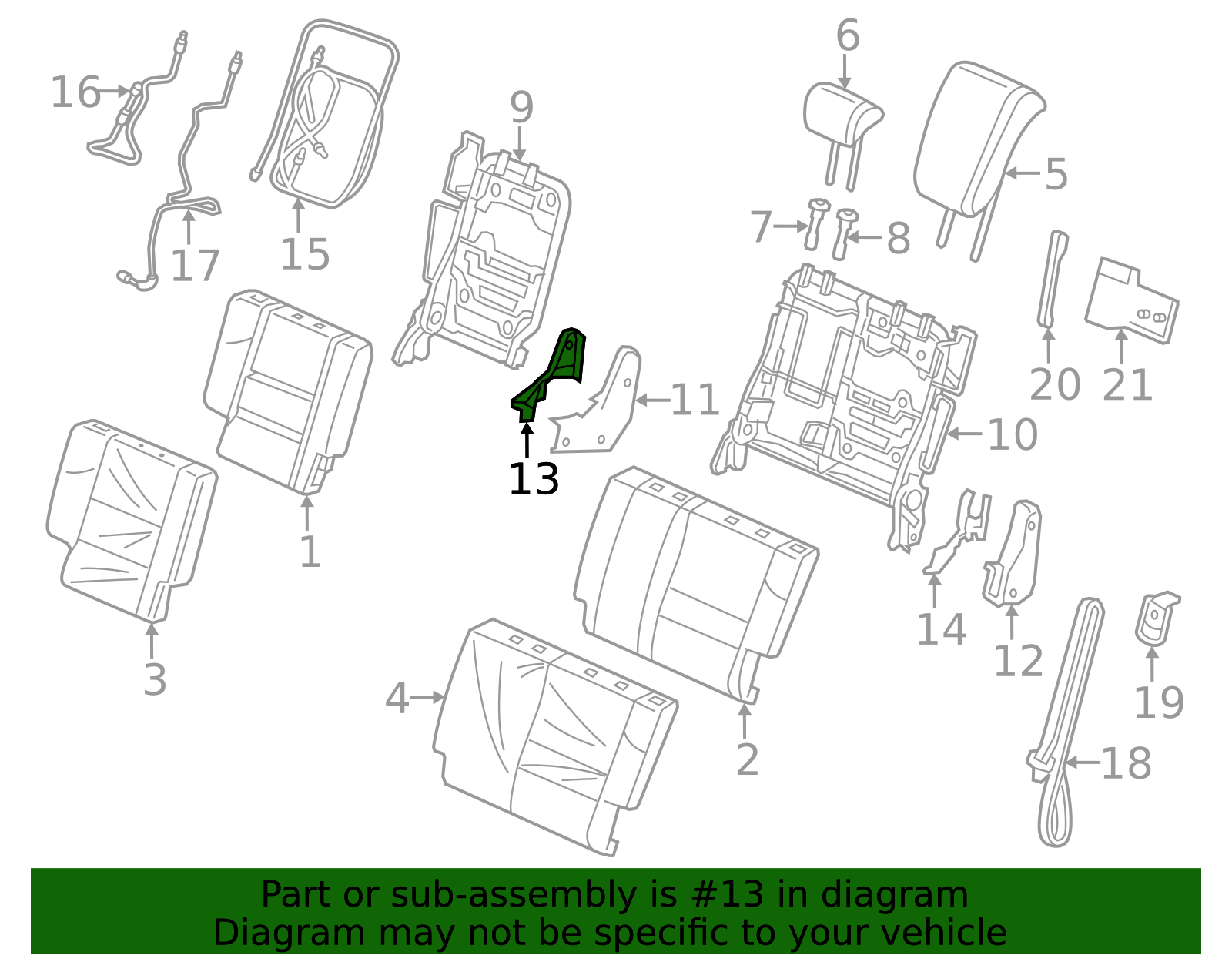 82127-TK8-A01ZA - Recline Cover 2011-2017 Honda Odyssey | Honda Parts ...