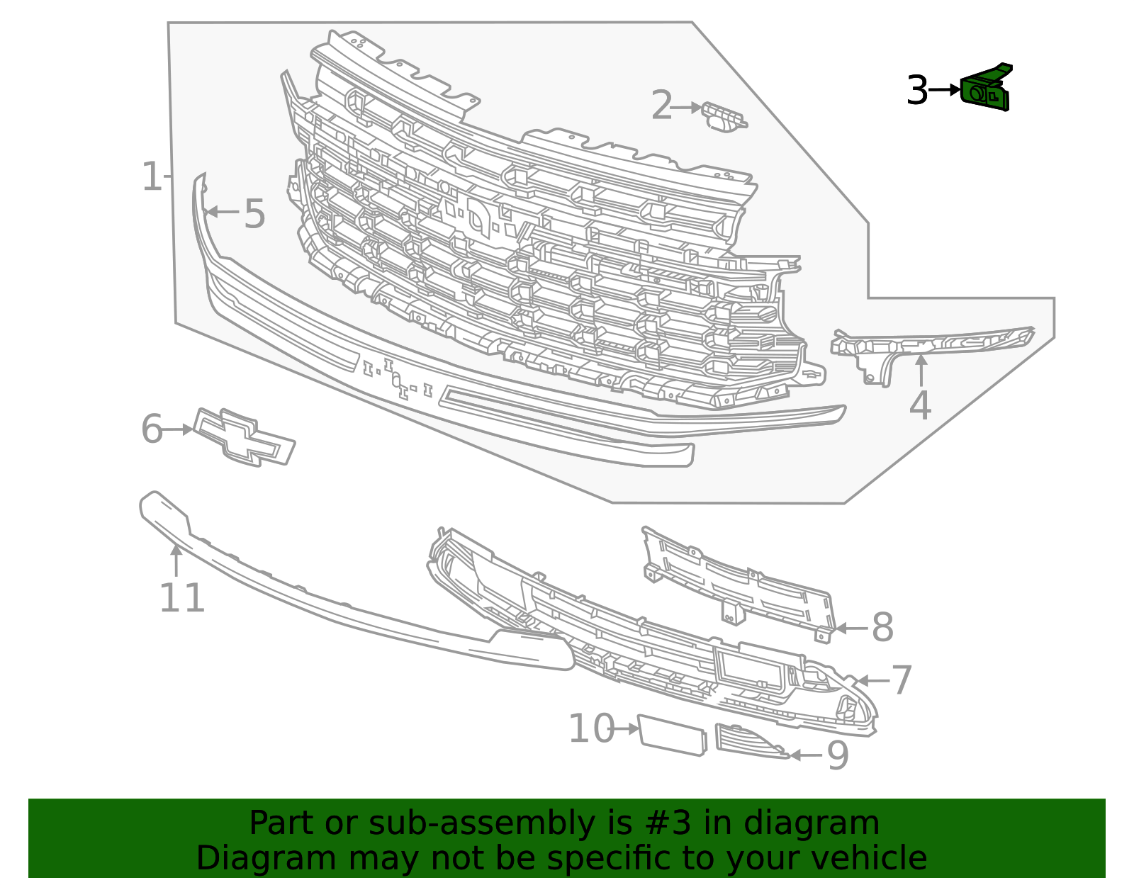 2021-2024 Chevrolet Front Grille Support Bracket 84634396 | Courtesy Parts