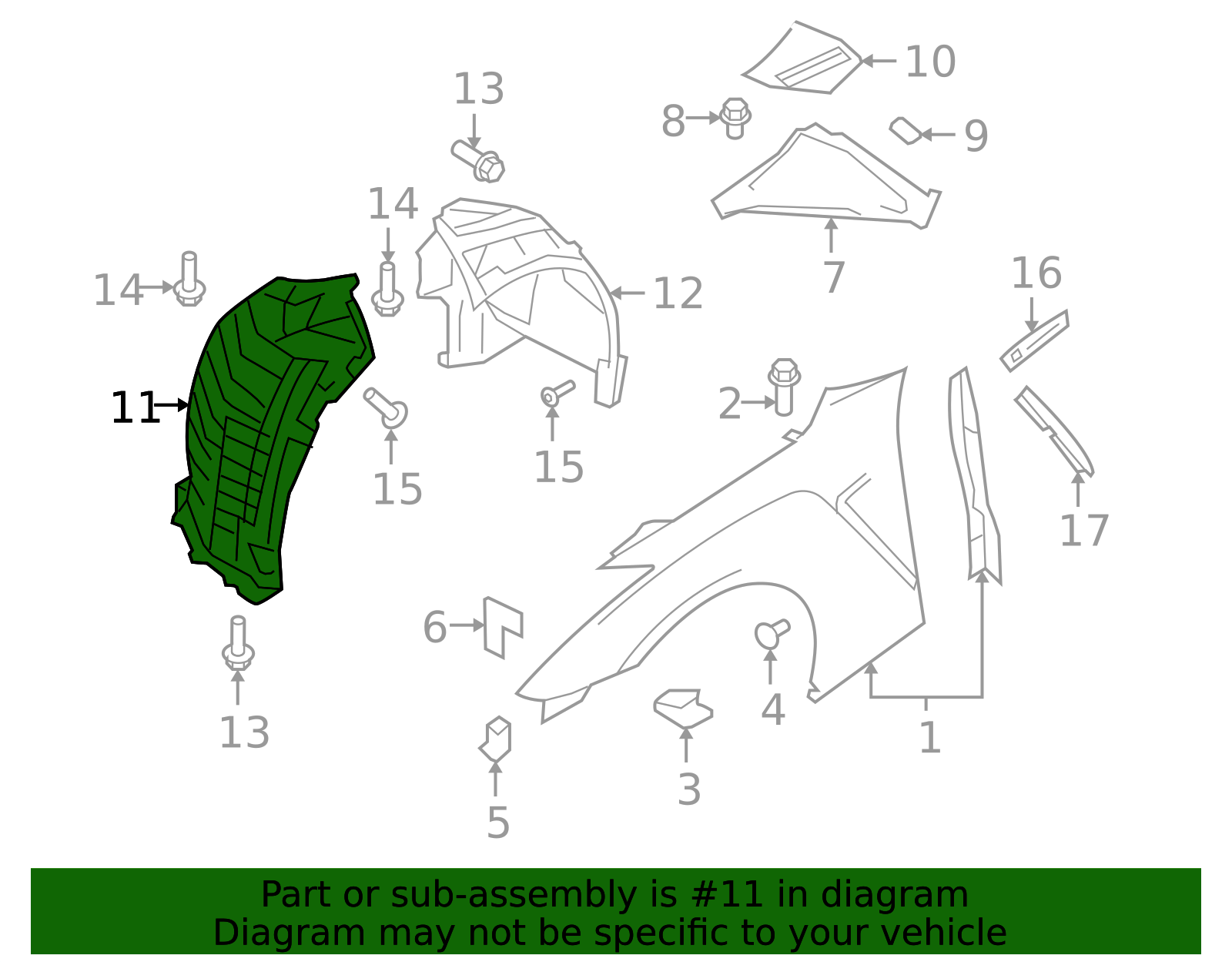 2017-2024 Nissan GT-R Fender Splash Shield 63844-6AV2A | OEM Parts Online